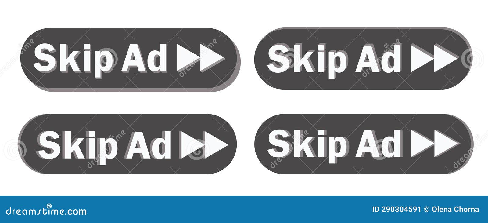 Skip Ad Button. Video Block Icon for Advertising. App Template for ...