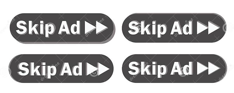 Skip Ad Button. Video Block Icon for Advertising. App Template for ...