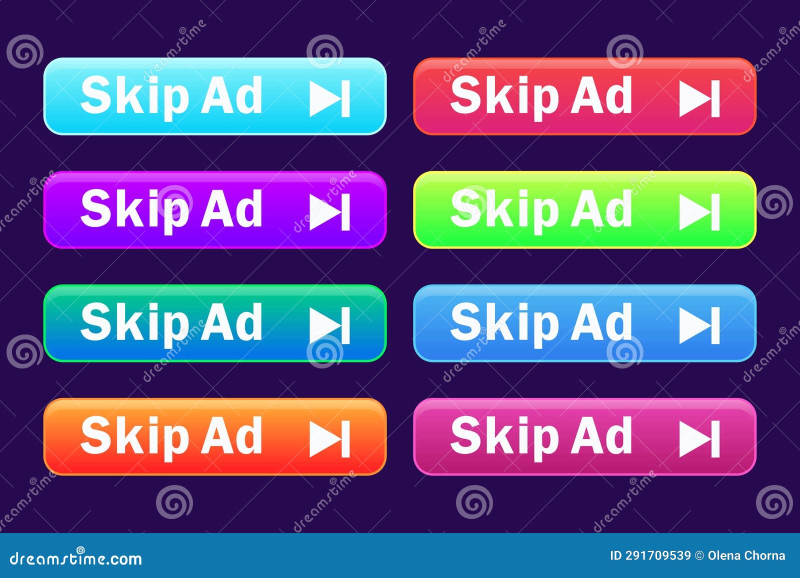 Skip Ad Button. Video Block Icon for Advertising. App Template for ...