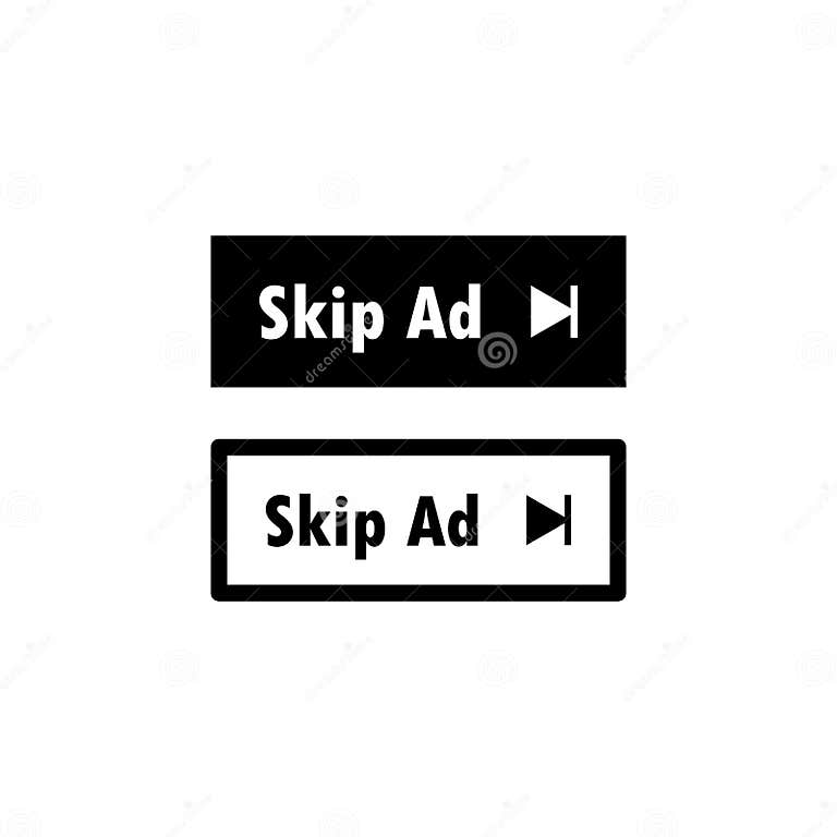 Skip Ad Button Web Icon in Black. Skip Advertisement Icon Stock Vector ...