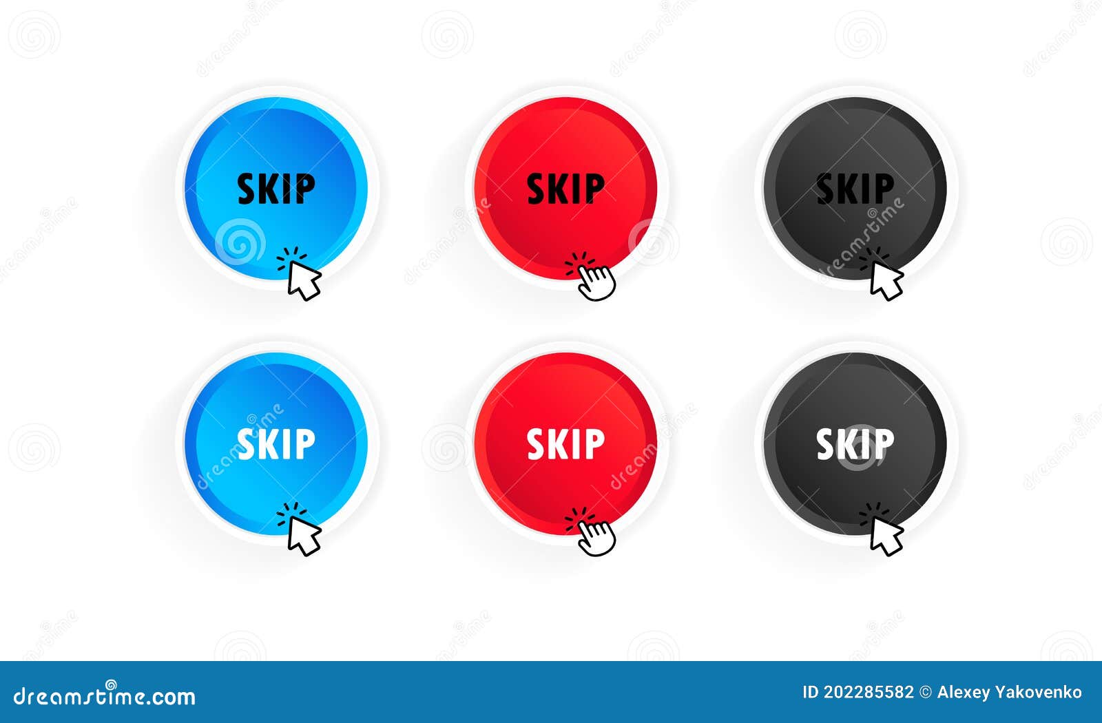 Skip Advertisement Button Set. Vector on Isolated White Background ...