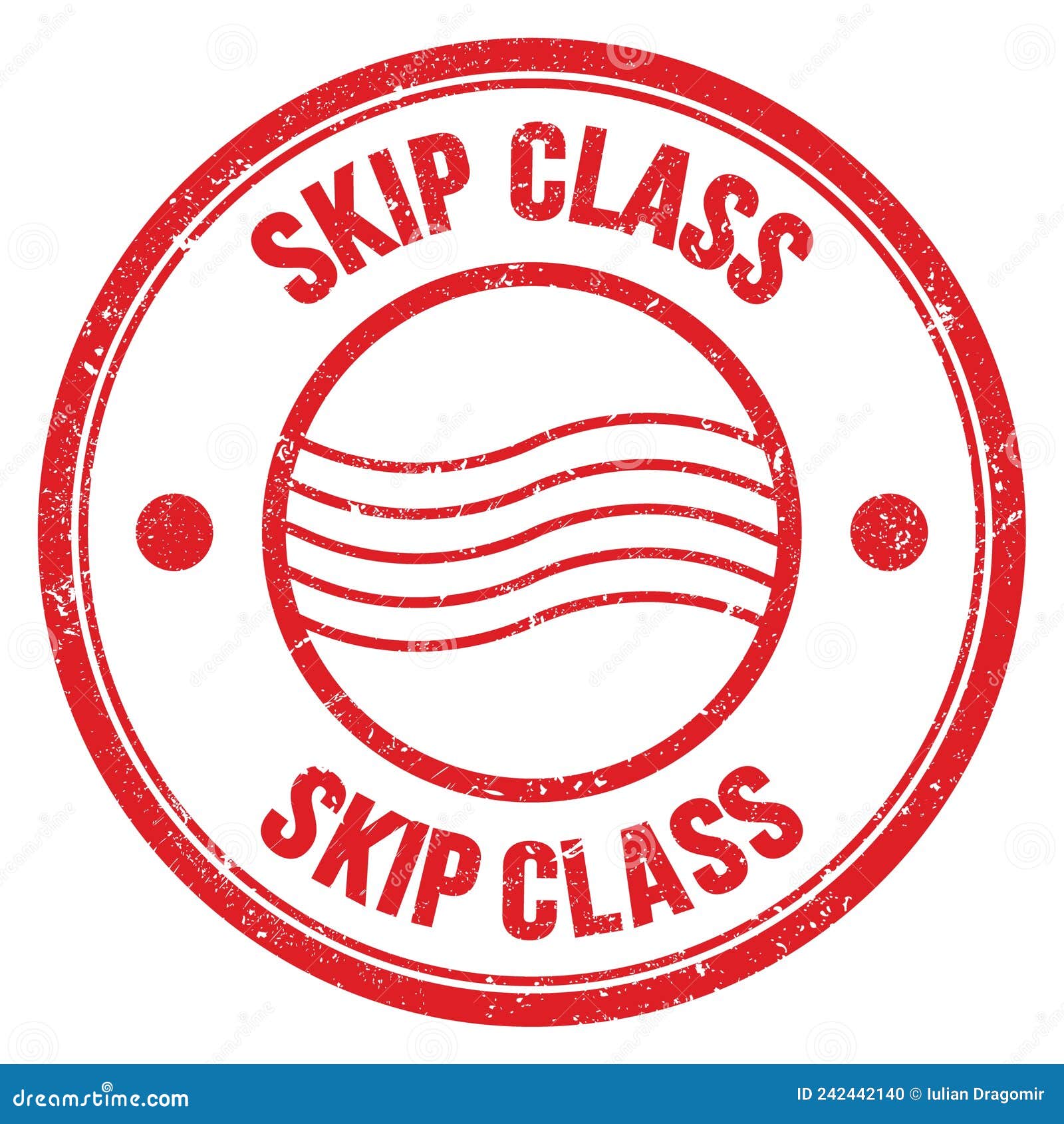 SKIP CLASS Text Written on Red Round Postal Stamp Sign Stock ...