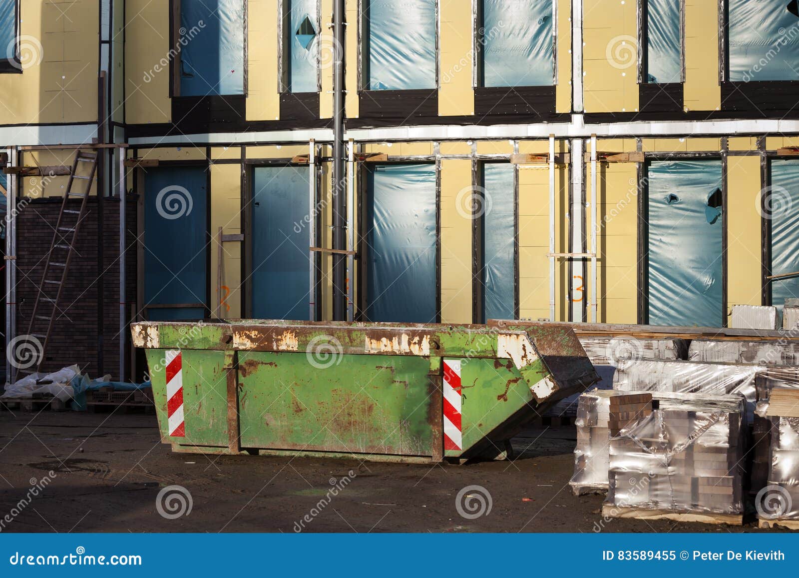 Skip on a Construction Site Stock Image - Image of industrial, dirty ...