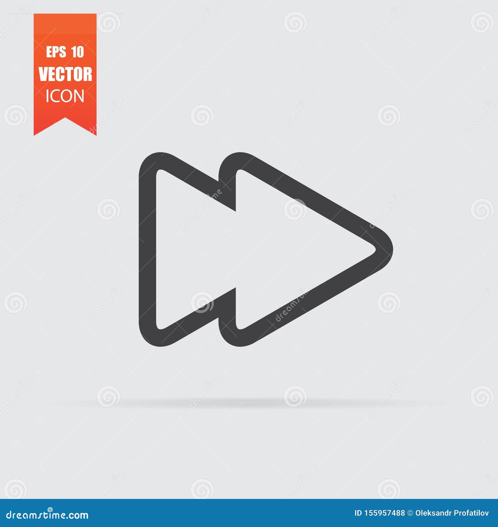 Skip Forward Icon in Flat Style Isolated on Grey Background Stock ...