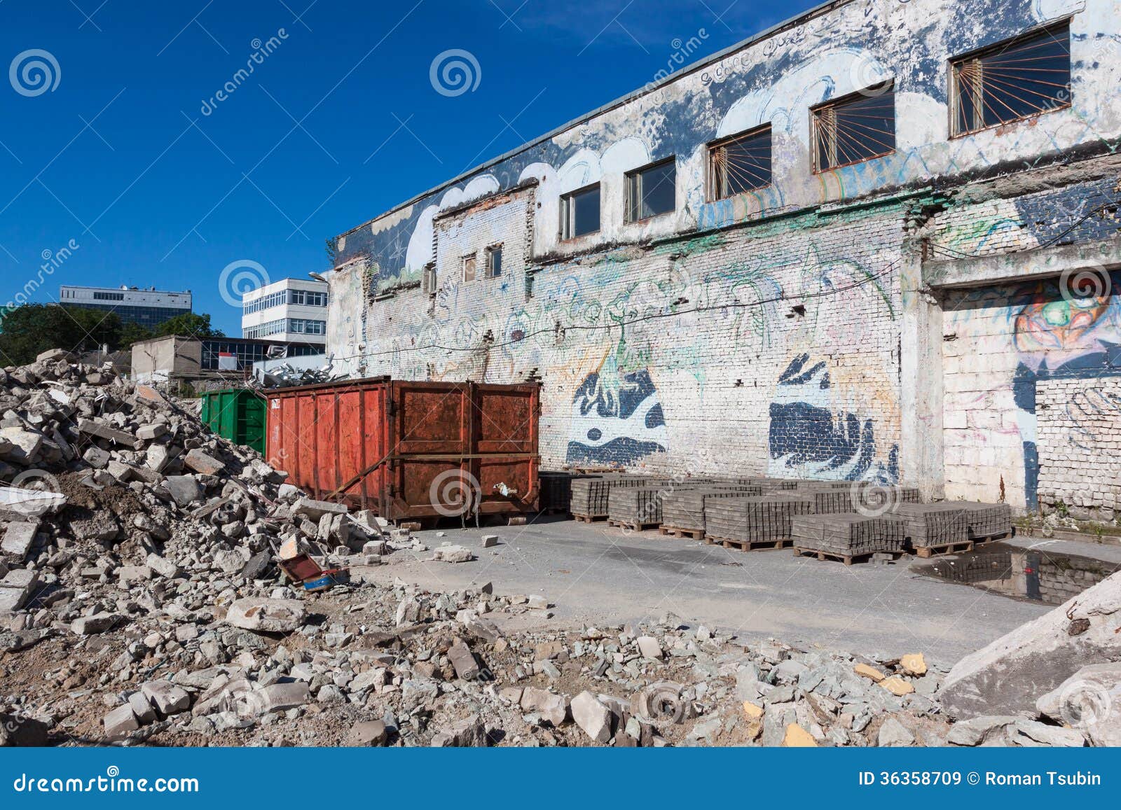 A Skip Full of Rubble on Construction Site Stock Image - Image of ...