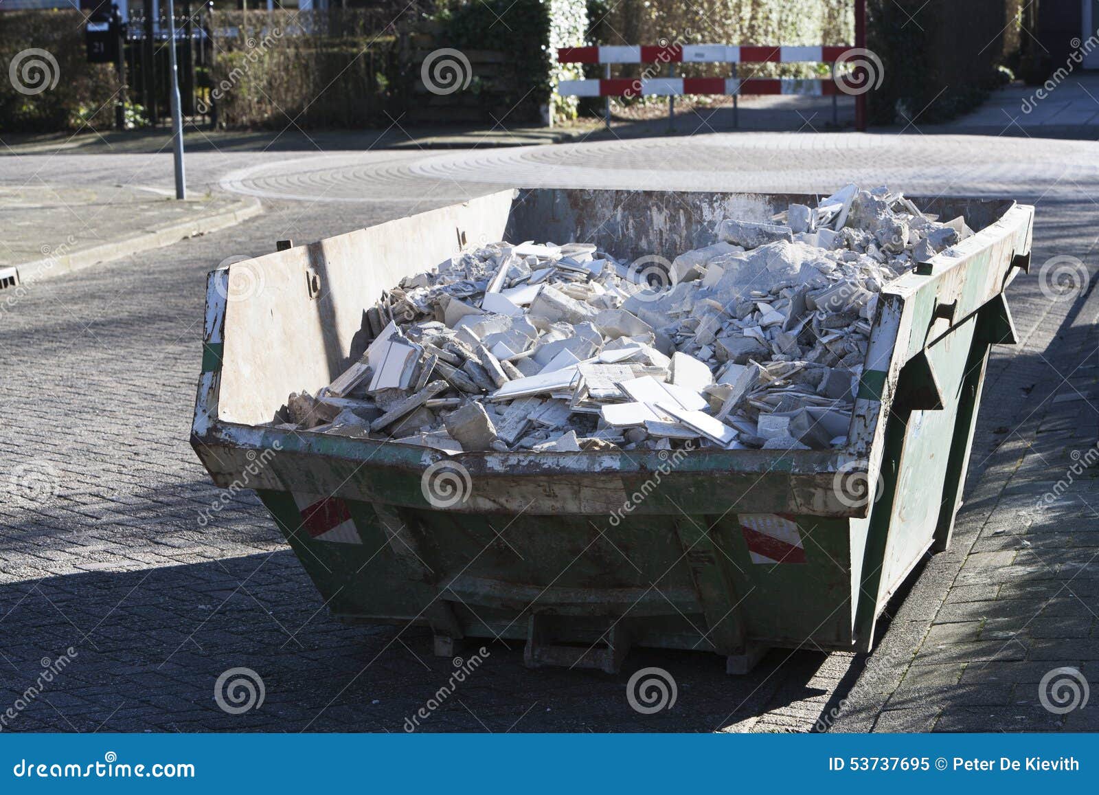 Skip with rubble stock image. Image of skip, residential - 53737695