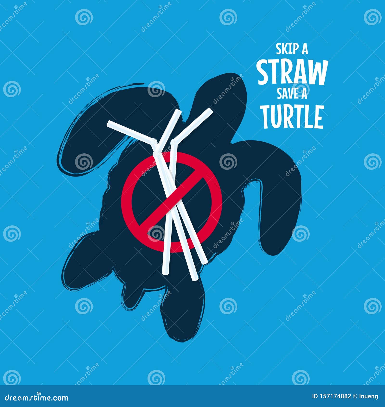 Turtle Stop Ocean Plastic Pollution Concept Cartoon Vector ...