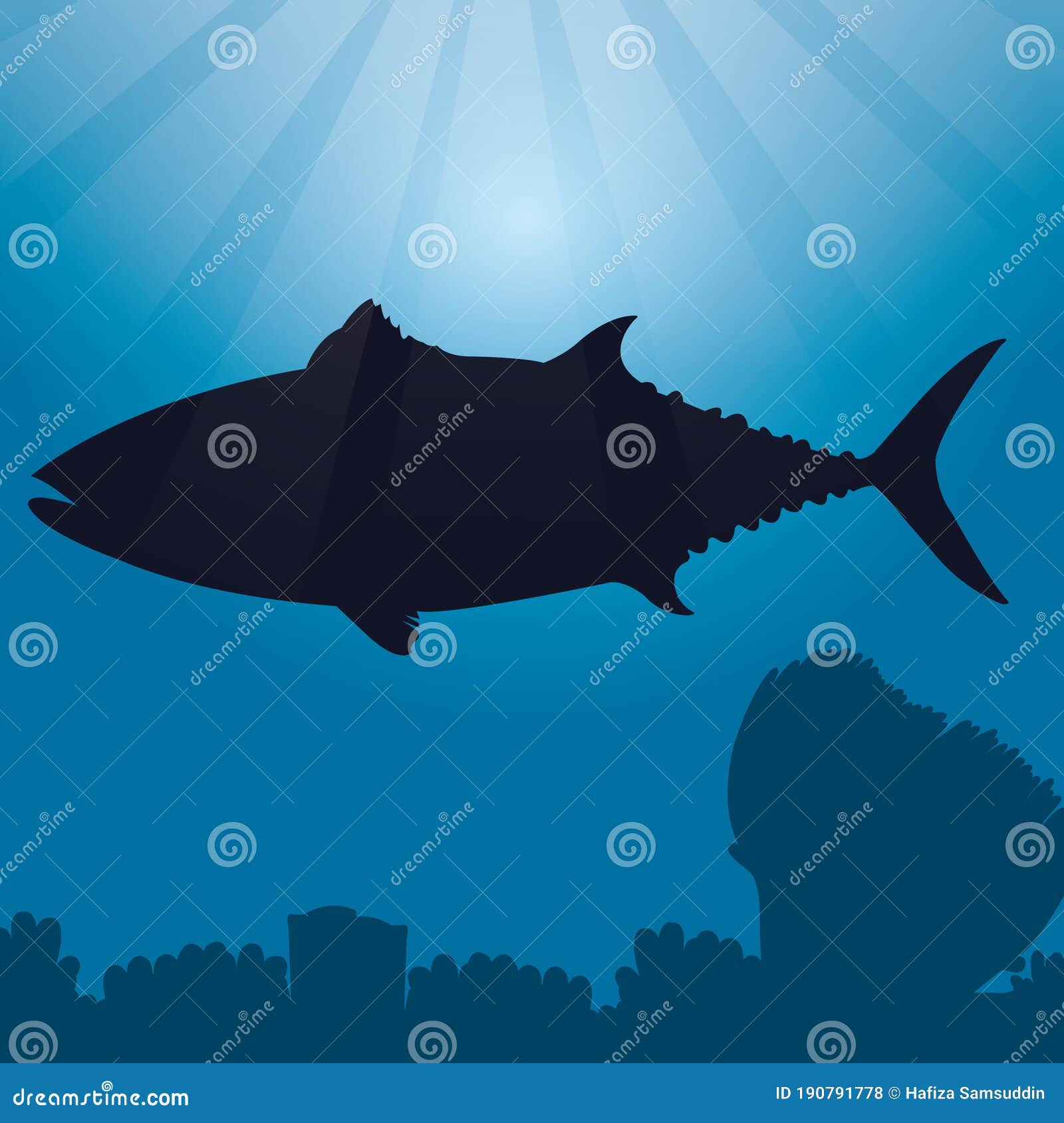 Skipjack Tuna Silhouette. Vector Illustration Decorative Design Stock ...