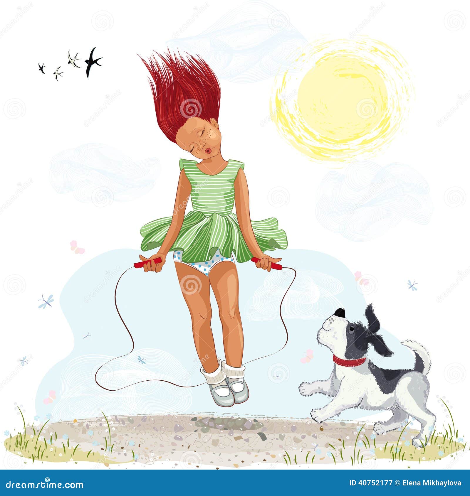 Skipping girl stock vector. Illustration of characters - 40752177