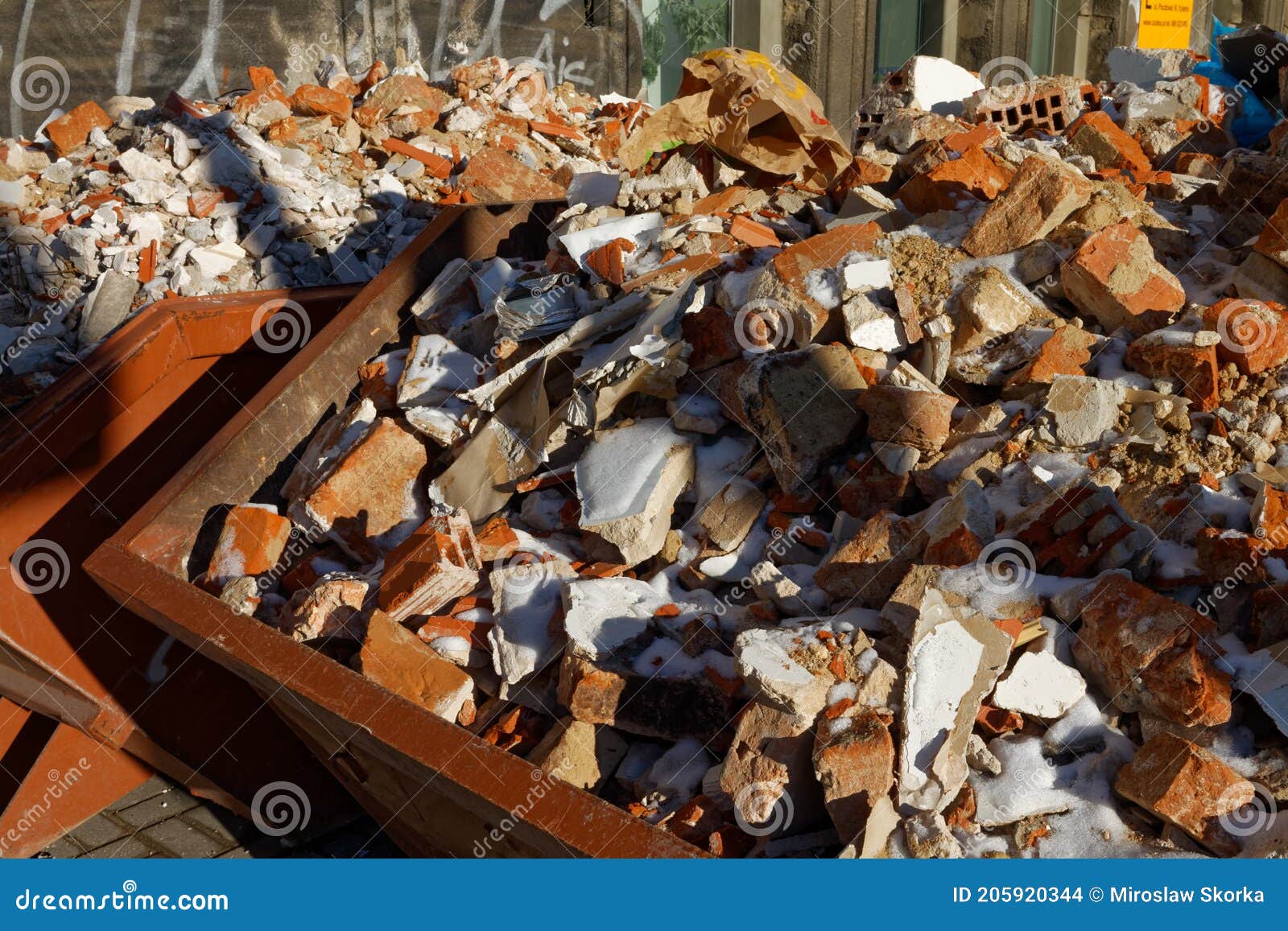 Repair Works Debris in a Skip Stock Photo - Image of discard, shattered ...