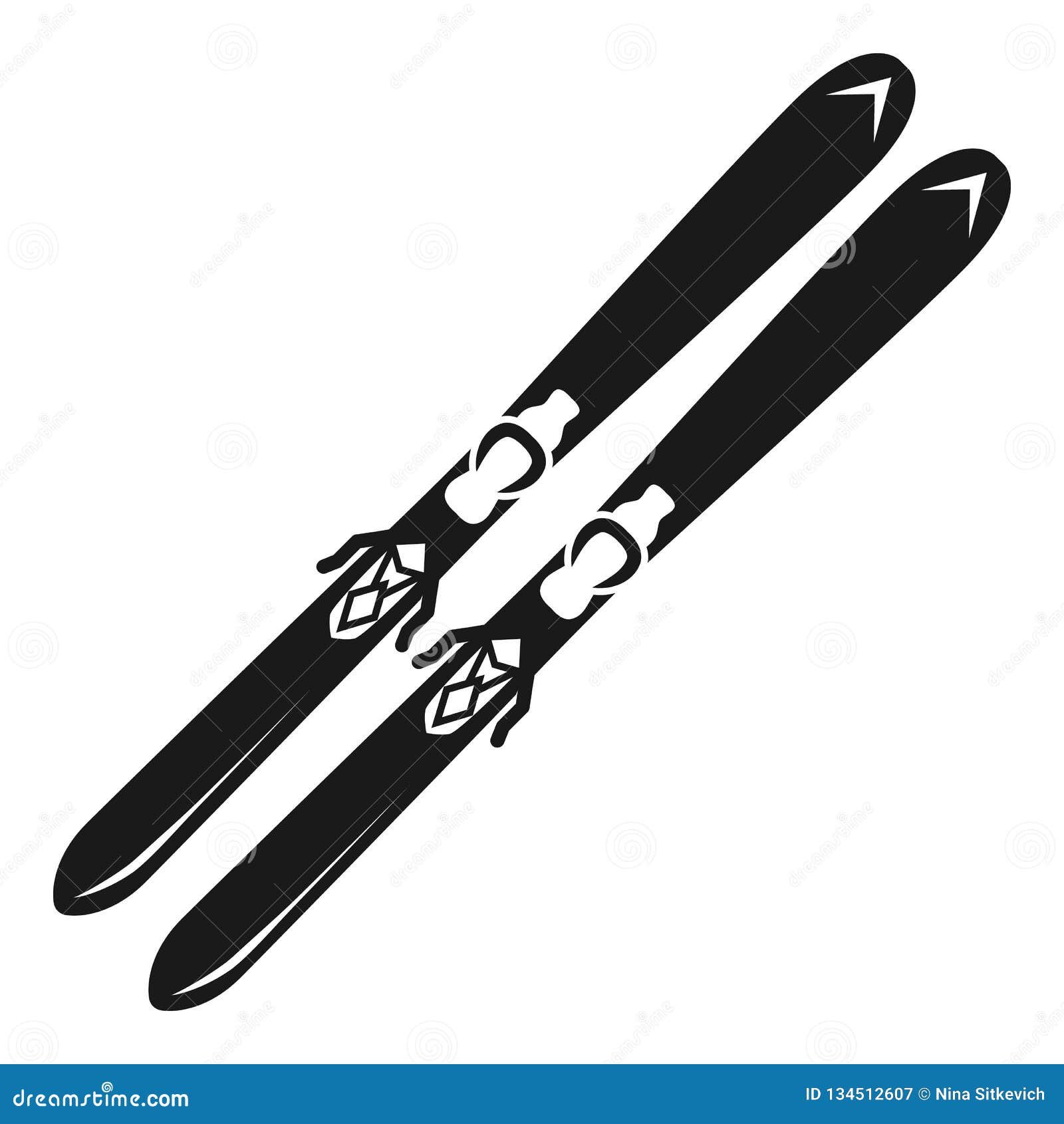 Skis icon, simple style stock vector. Illustration of pair - 134512607