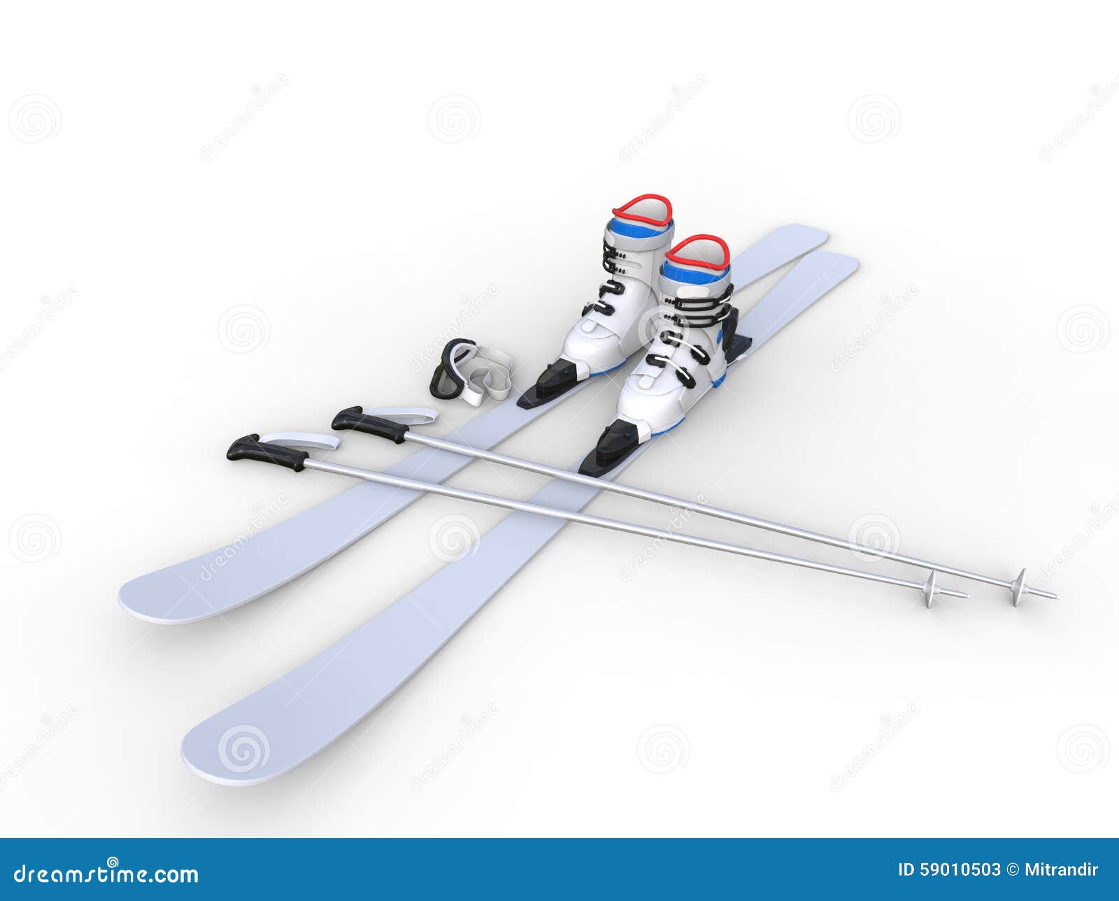Skis with Ski Boots - Wide Angle Stock Illustration - Illustration of ...