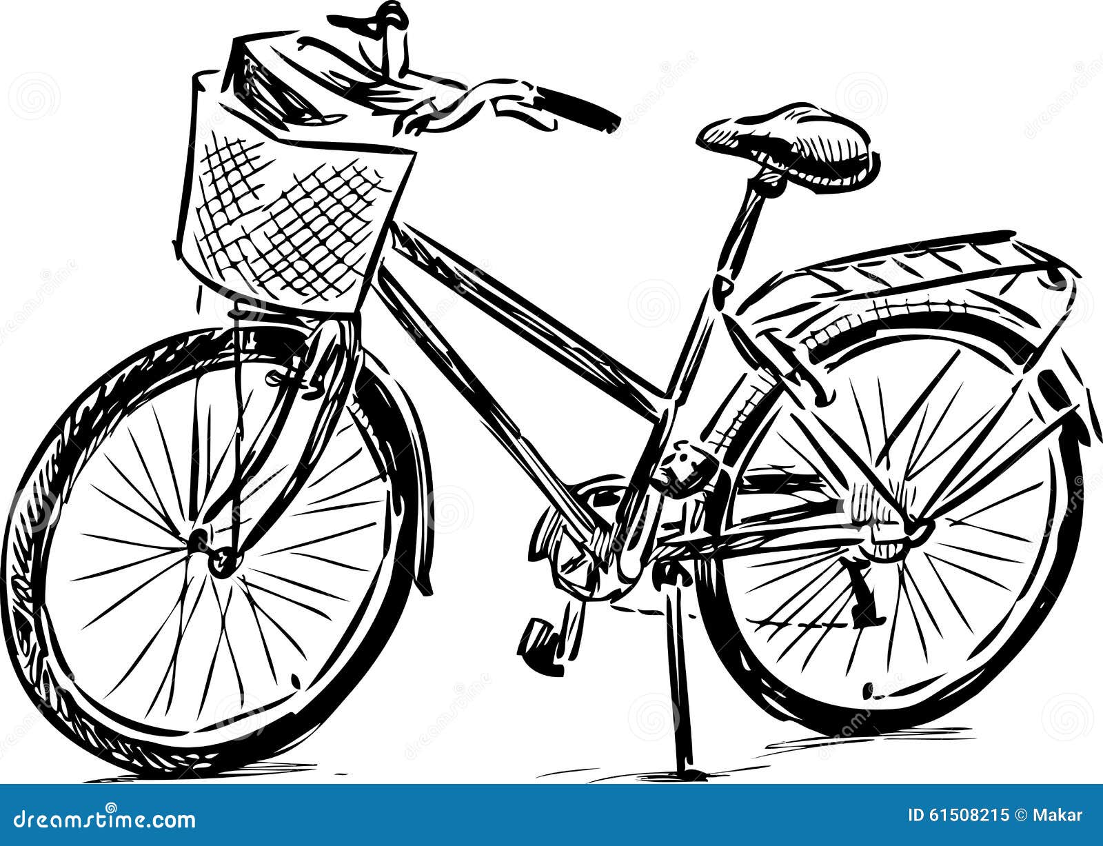 Skissa av en cykel vektor illustrationer. Illustration av korgar - 61508215