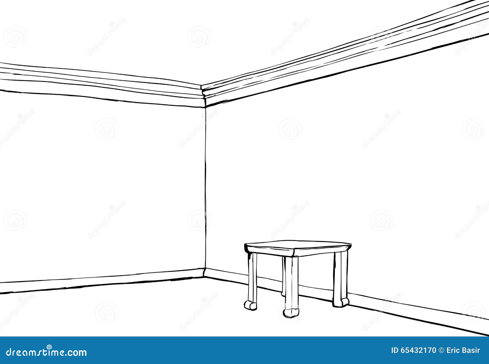 Skisserat Tomt Rum Med Tabellen Stock Illustrationer - Illustration av ...