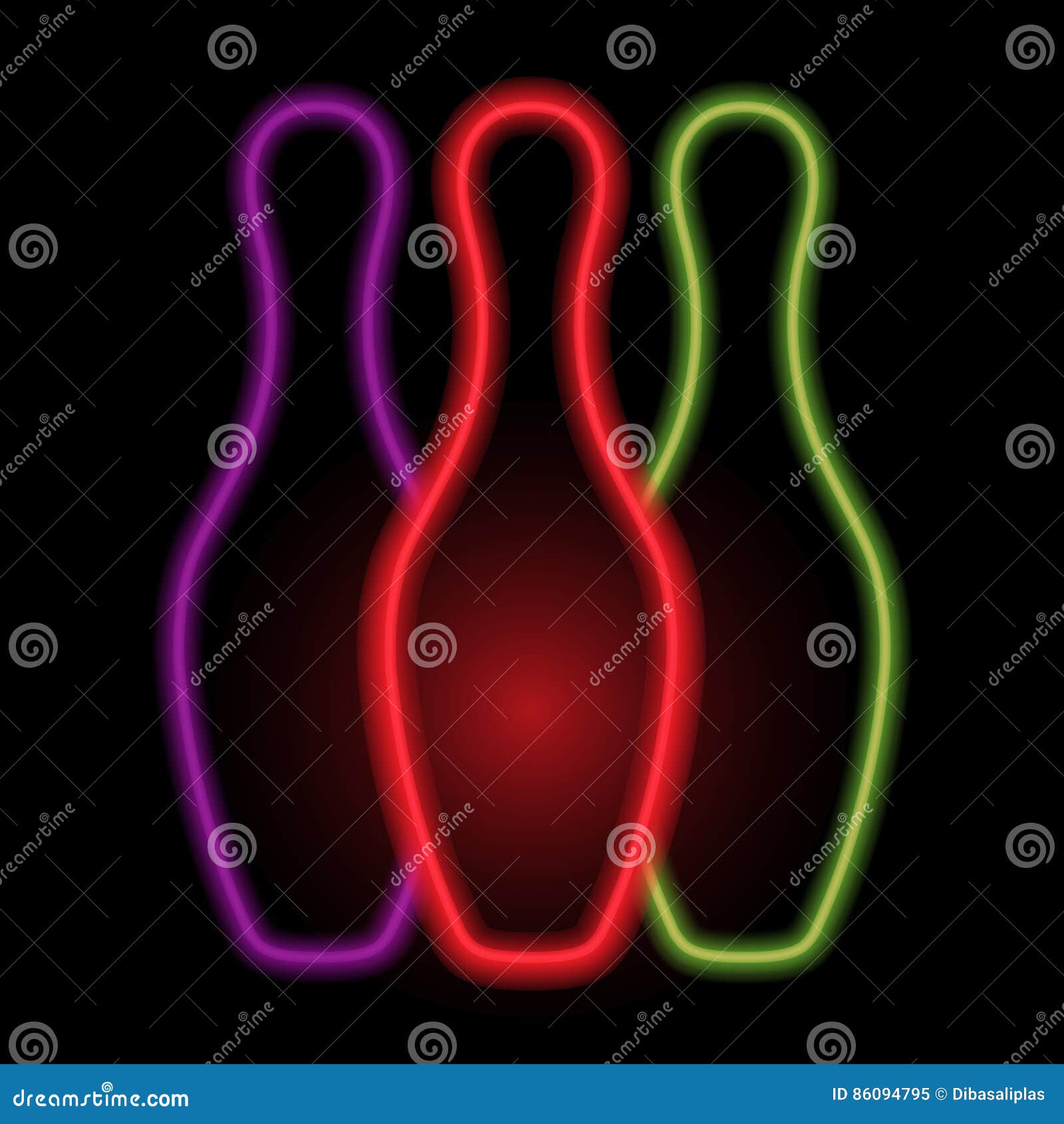 Bowling Neon Glowing Pins. Vector Clip Art Illustration | CartoonDealer ...