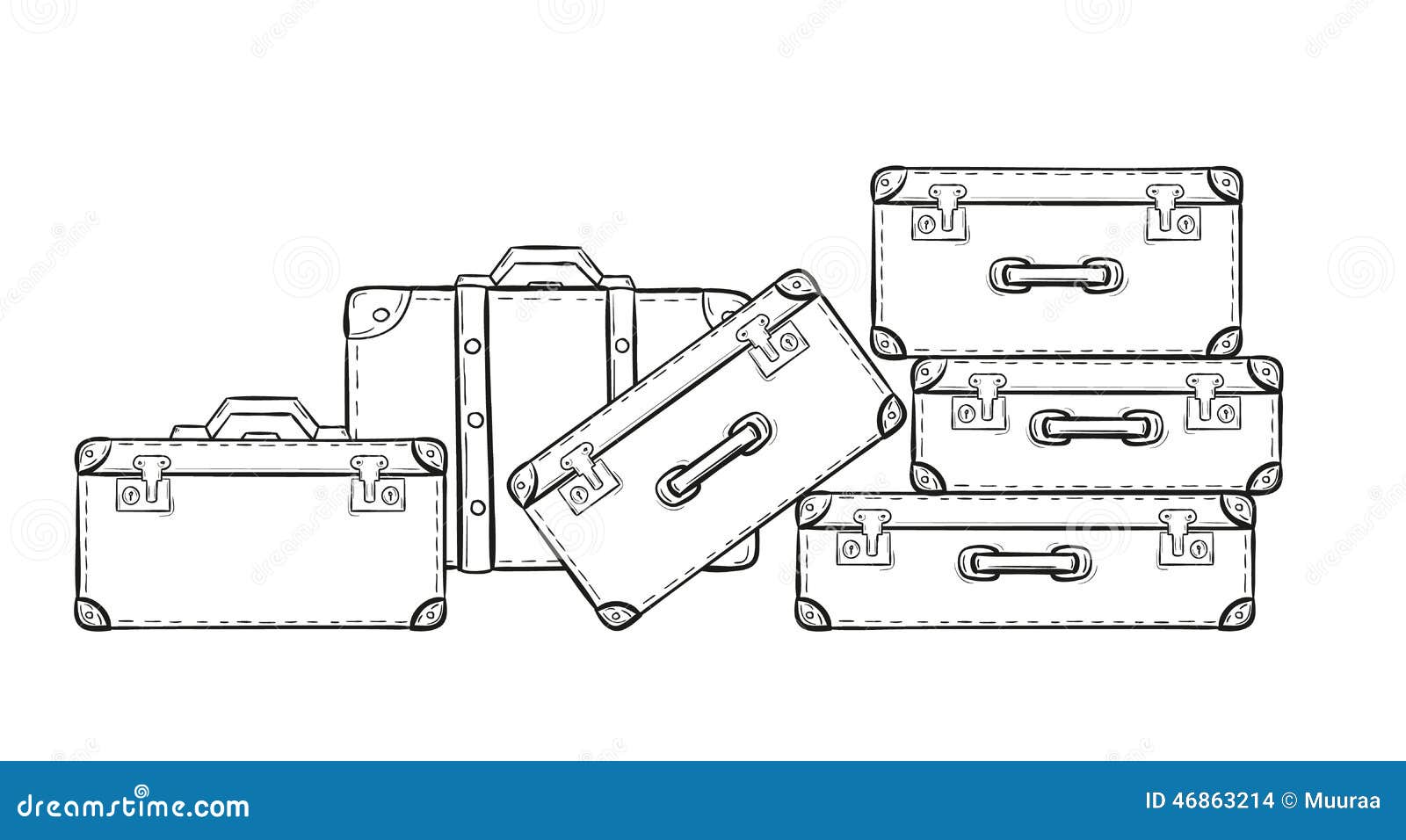 Skizze der Koffer vektor abbildung. Illustration von getrennt - 46863214