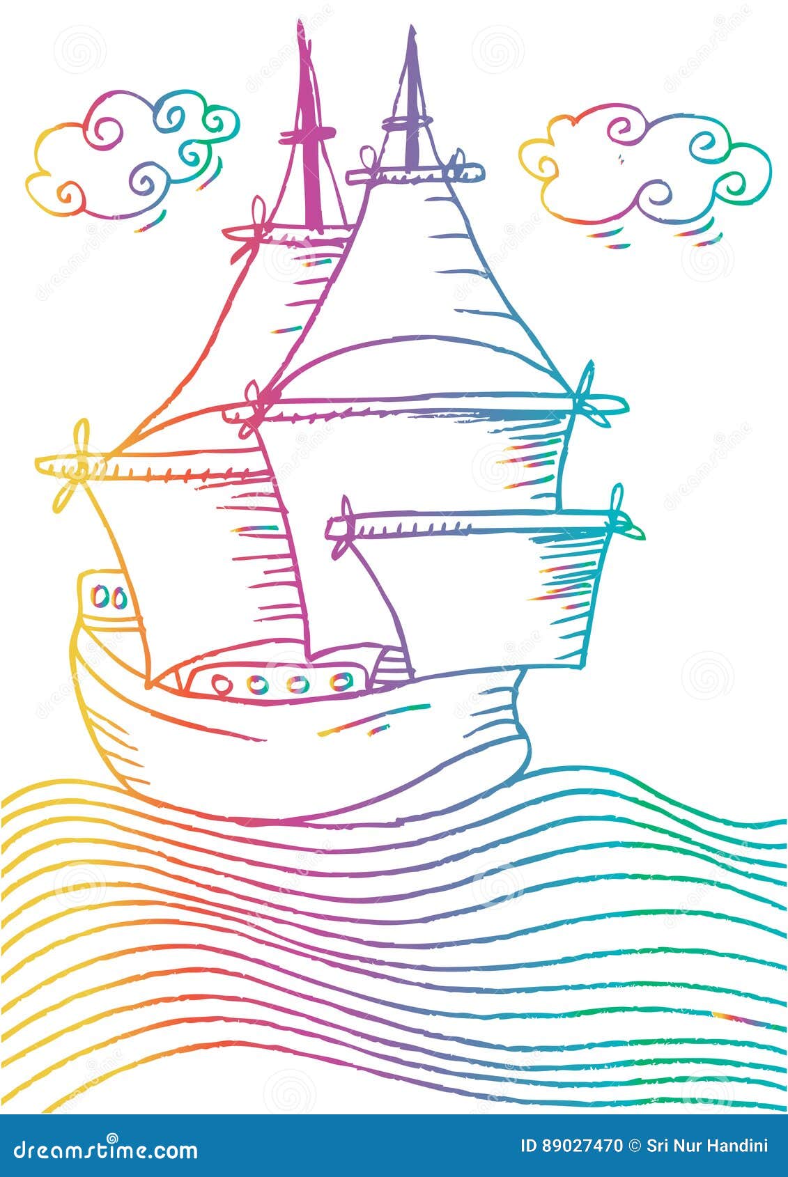 Skizze eines Segelboots vektor abbildung. Illustration von marine ...