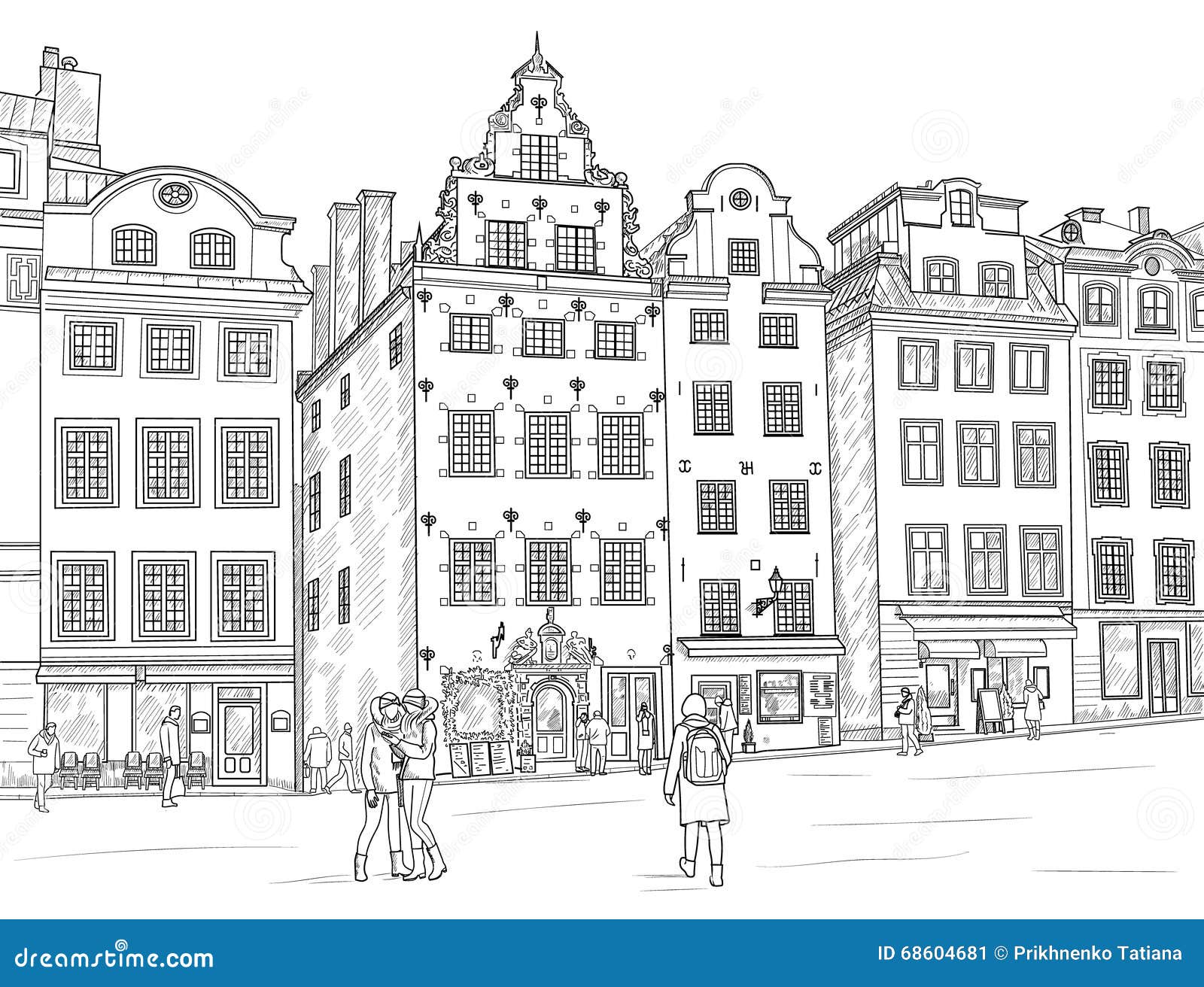 Skizze Stortorget in Stockholm Vektor Abbildung - Illustration von ...