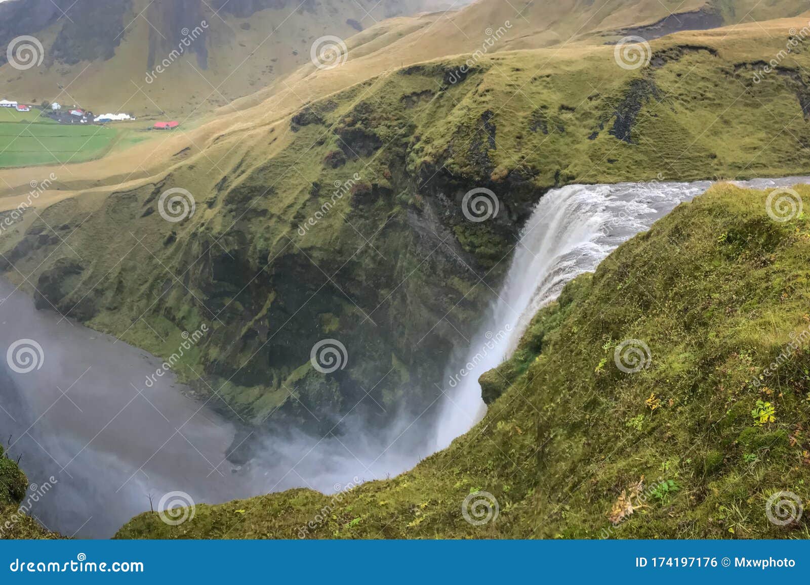 Skogafoss Waterfall in Iceland Top of Waterfall during Heavy Rainfall ...