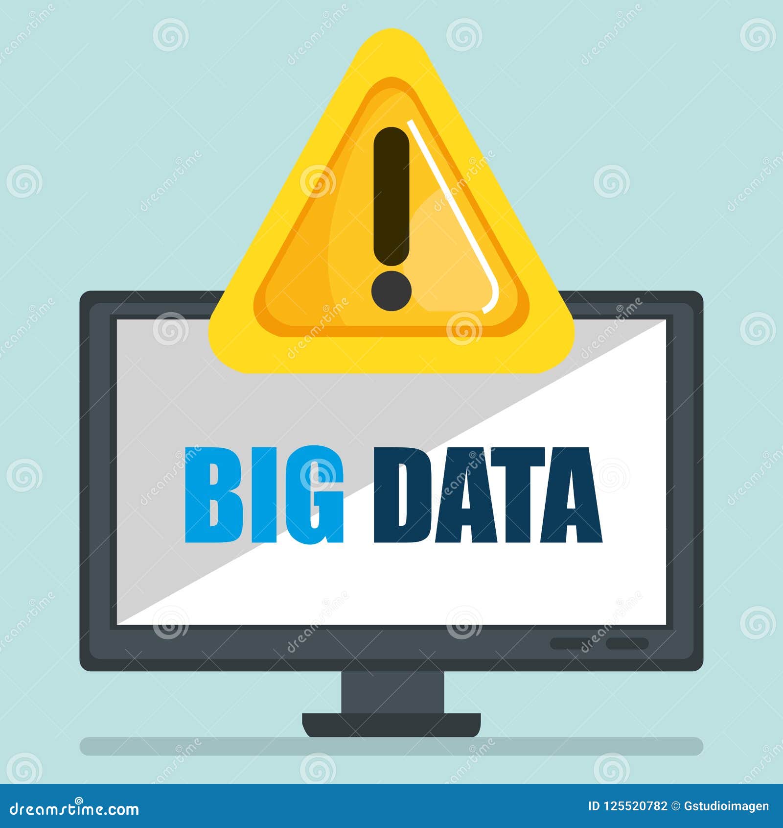 Skrivbords- Dator Med Stora Datasymboler Vektor Illustrationer ...