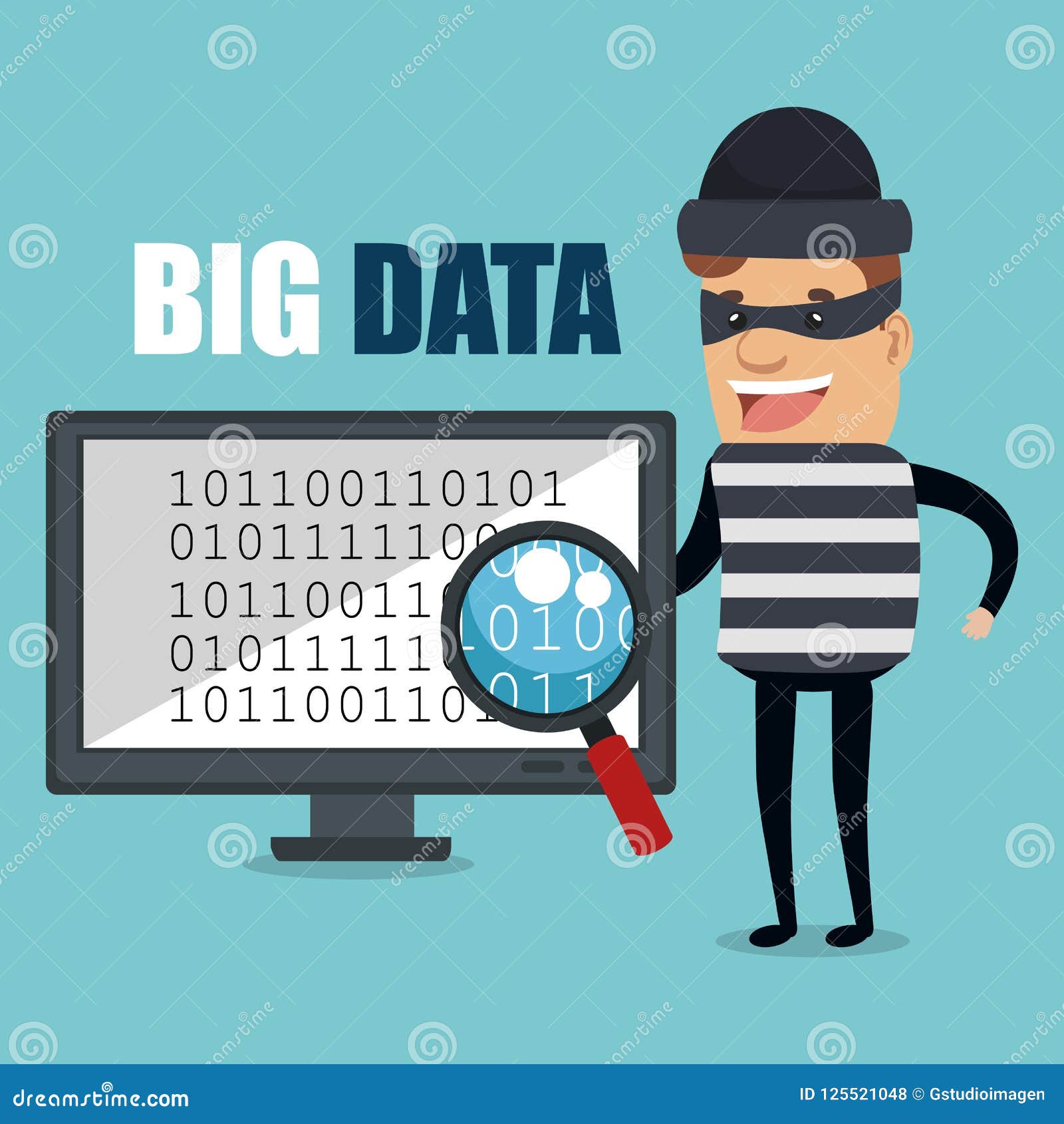 Skrivbords- Dator Med Stora Datasymboler Vektor Illustrationer ...