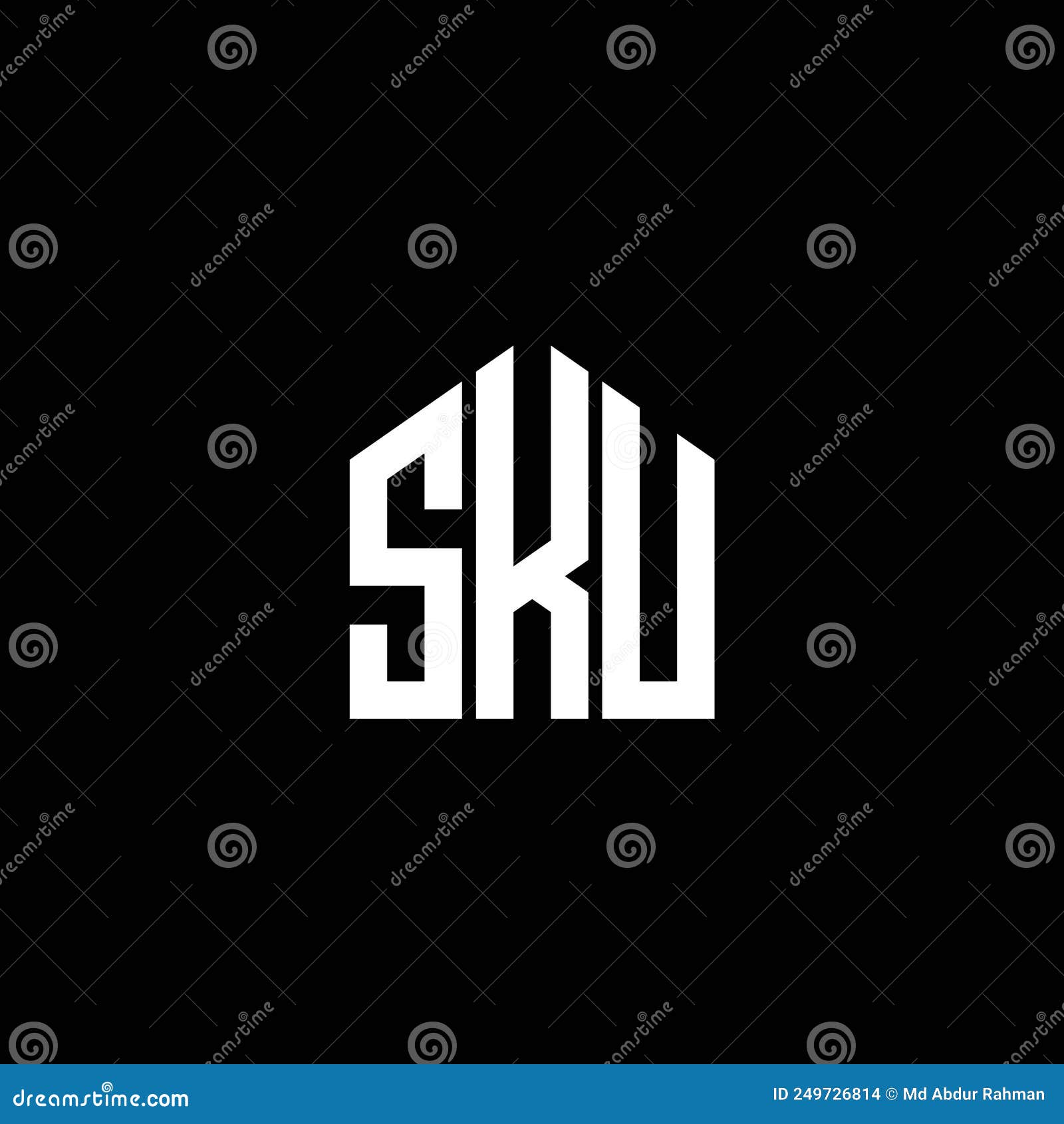 SKU Letter Logo Design on BLACK Background. SKU Creative Initials ...