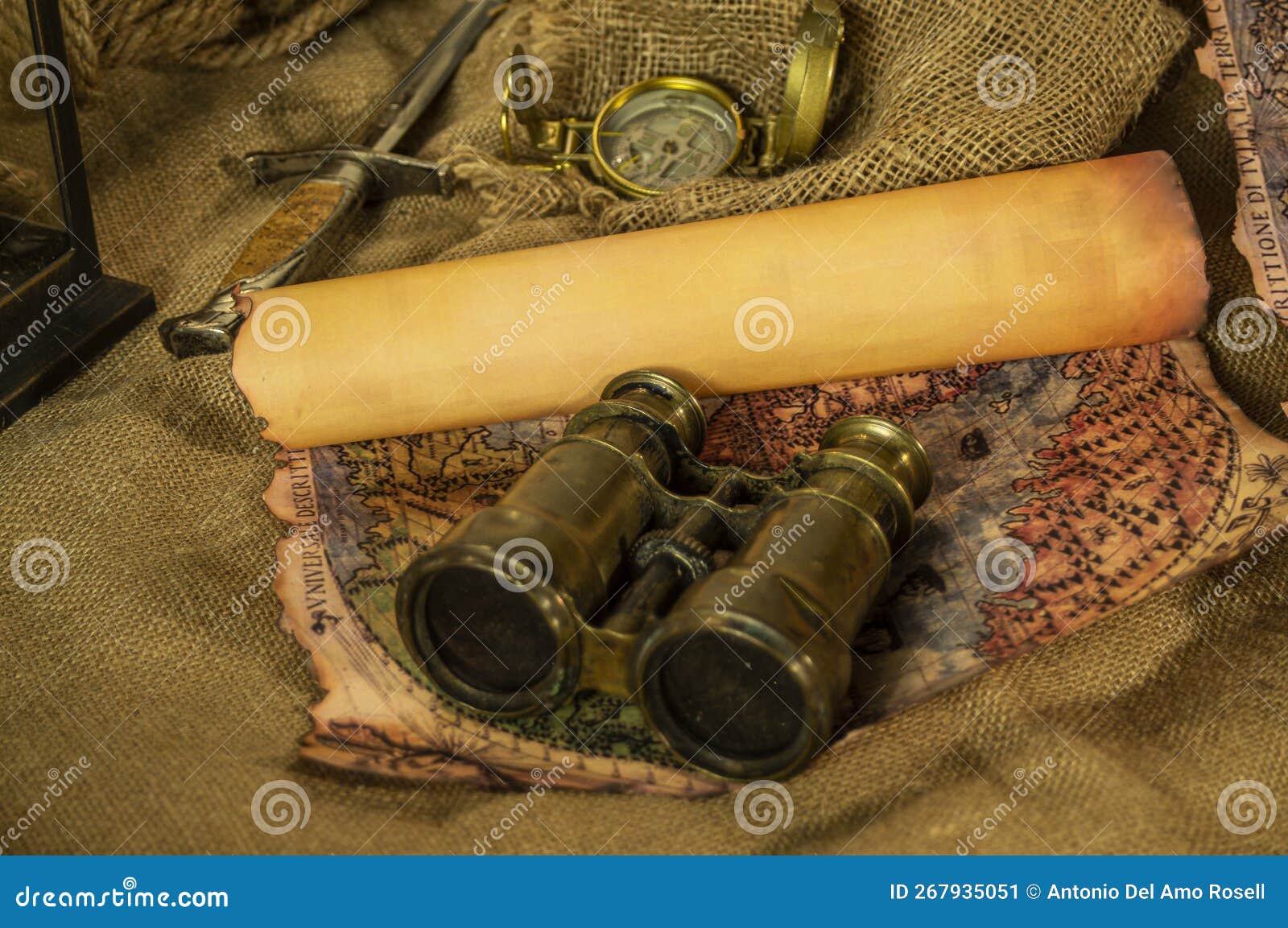 Skull and Adventure Objects for Exploration Stock Image - Image of ...