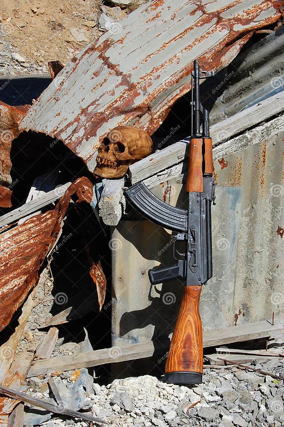 Skull and ak47 stock photo. Image of ak47, violence, skull - 6223084