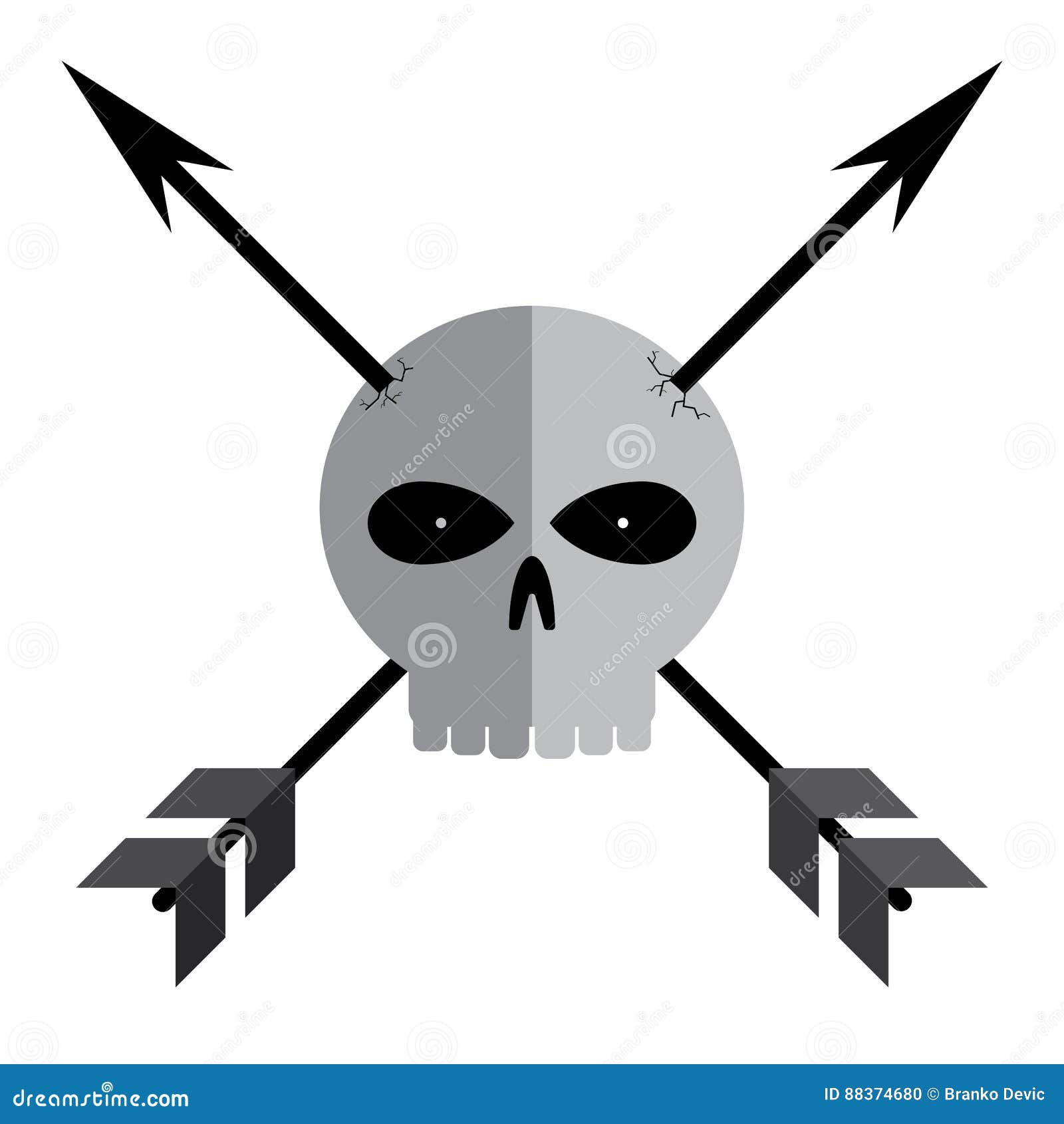 Skull with Arrows Illustration Stock Vector - Illustration of flat ...