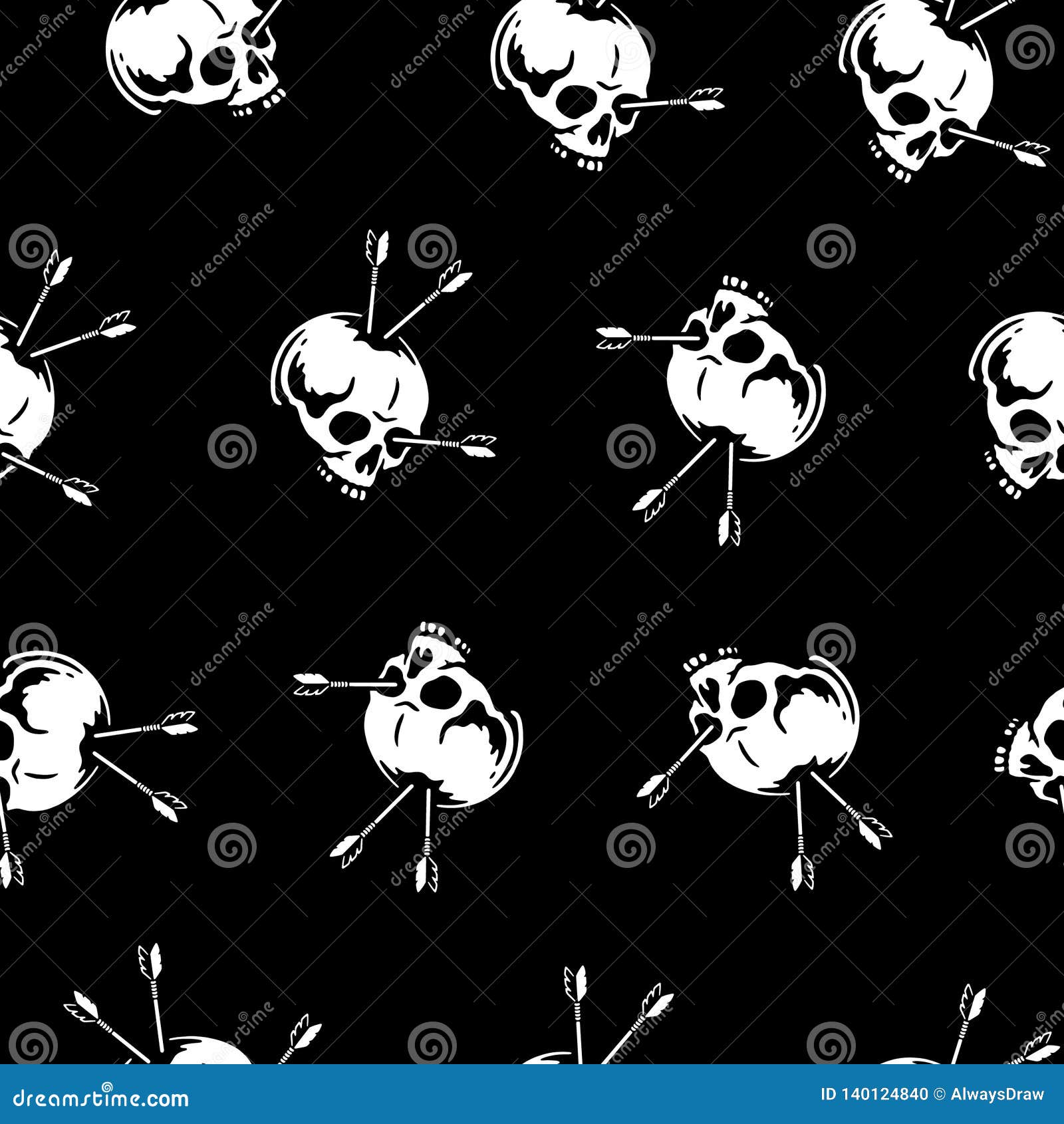 SKULL with ARROWS SEAMLESS PATTERN Stock Vector - Illustration of ...