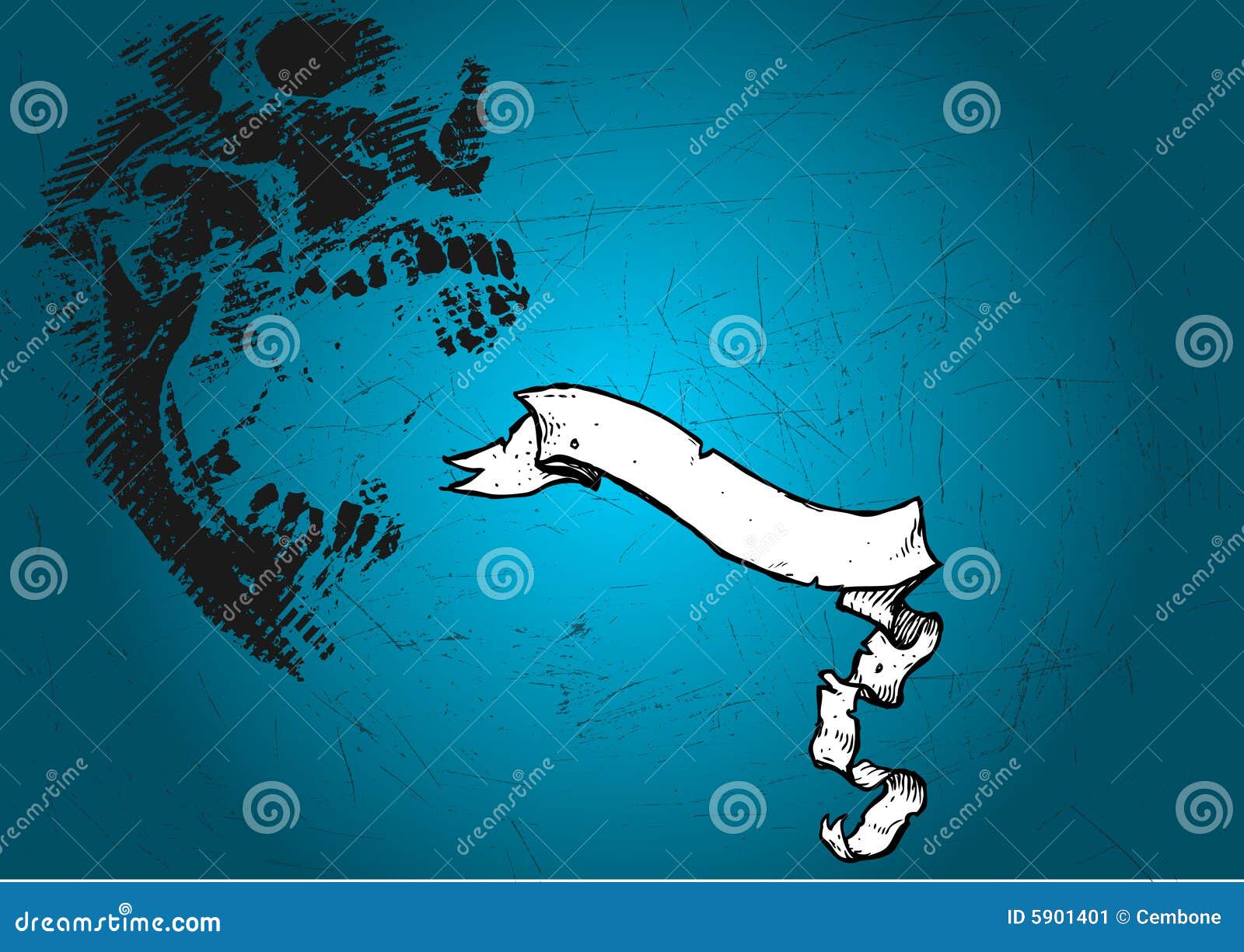 Skull and banner on blue stock illustration. Illustration of banner ...