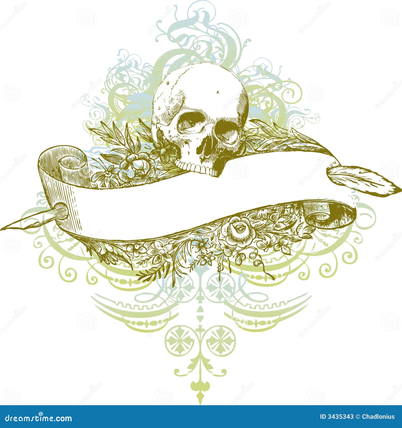 Skull Banner Illustration Stock Photos - Image: 3435343