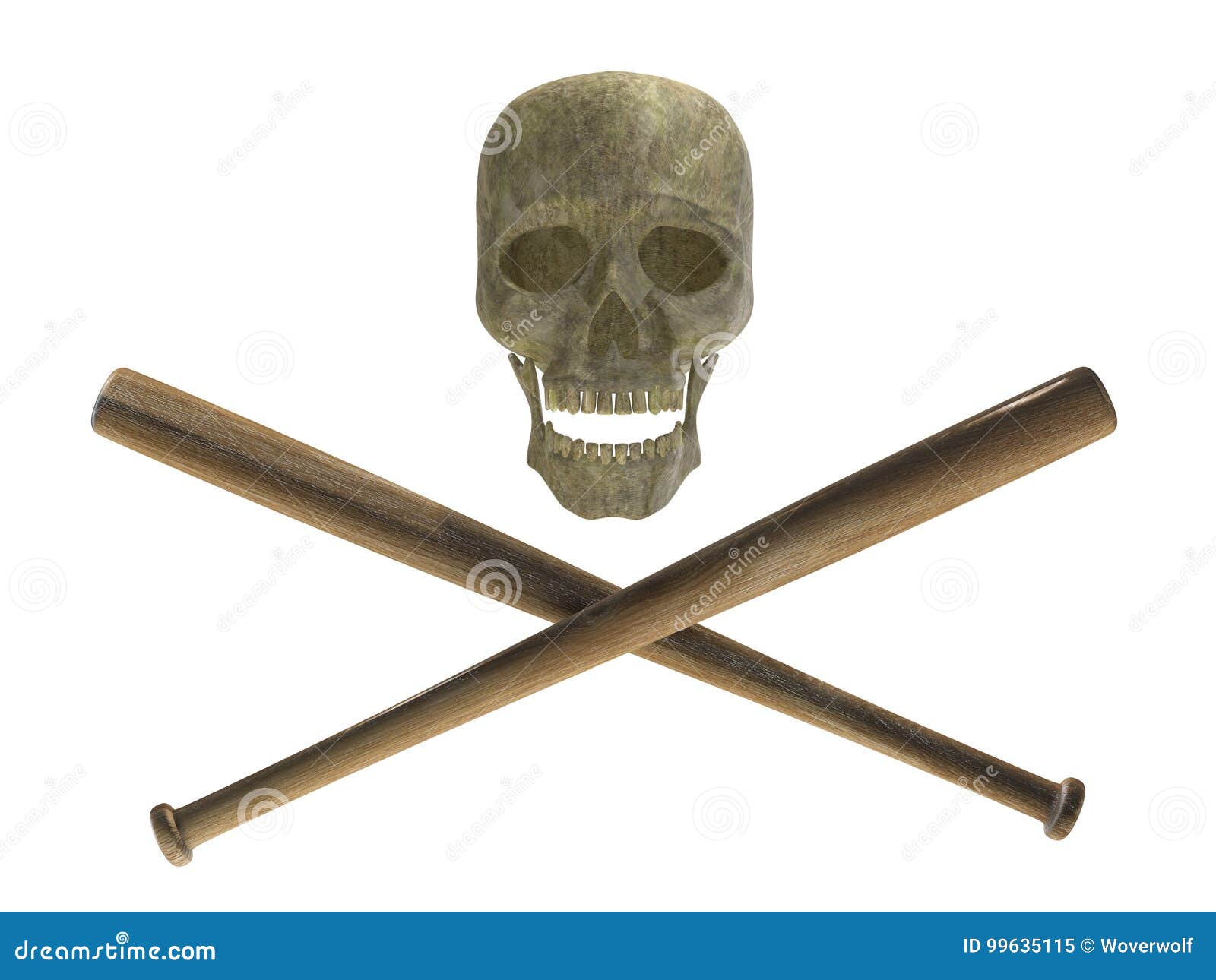Skull with Baseball Bats 3d Rendering Stock Illustration - Illustration ...