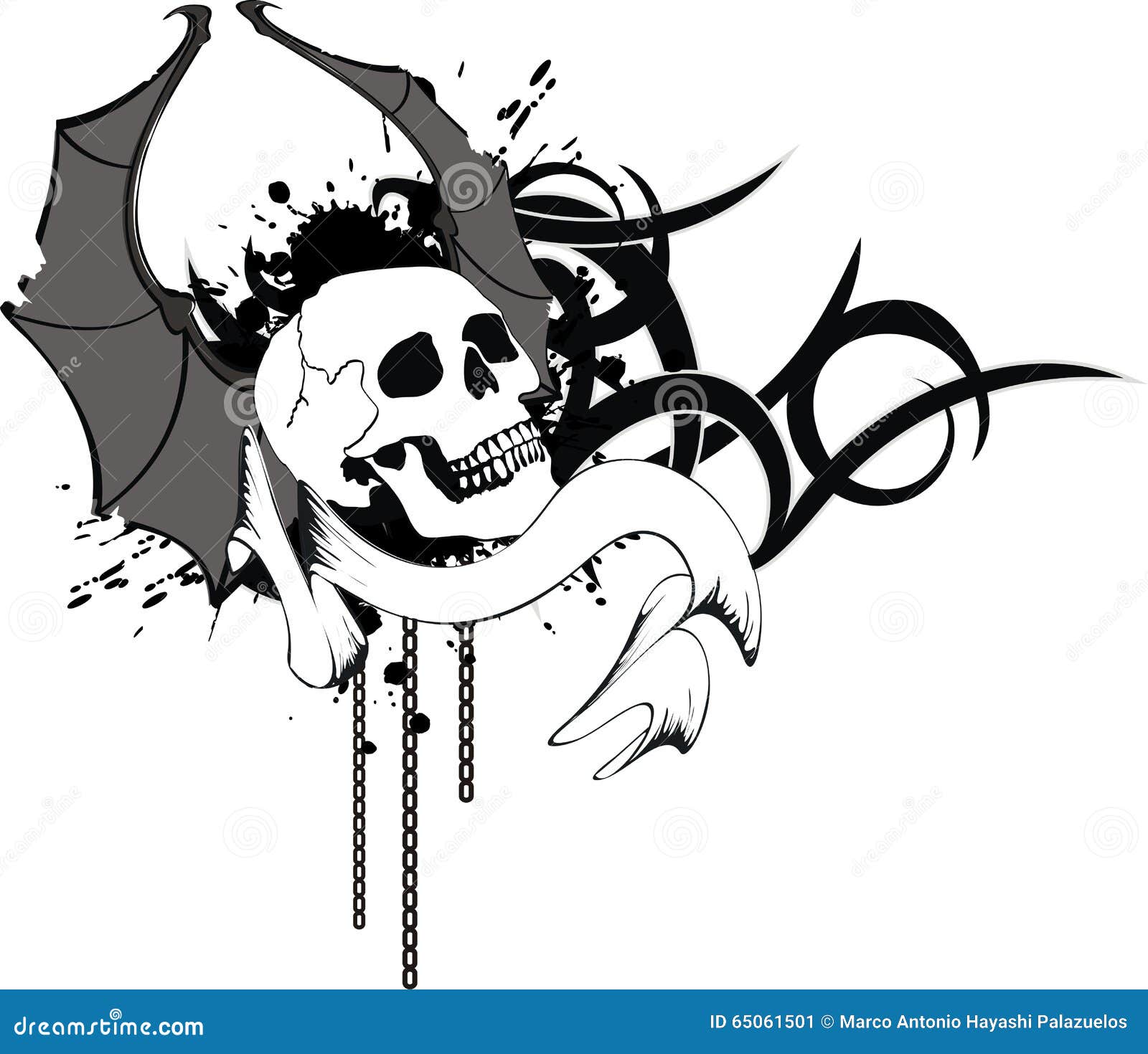 Skull Bat Wings Sticker Tattoo Crest 4 Stock Vector - Illustration of ...