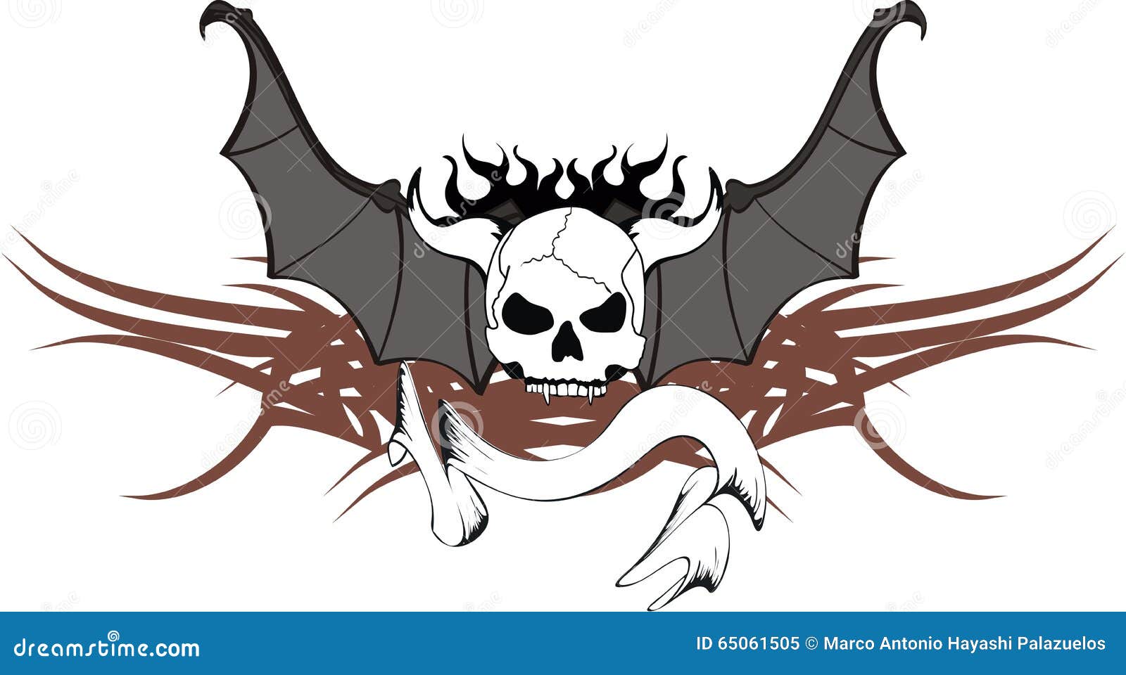 Skull Bat Wings Sticker Tattoo Crest 5 Stock Vector - Illustration of ...