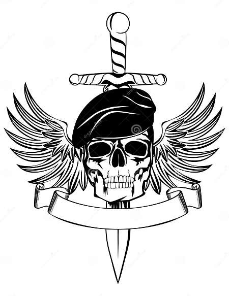 Skull in beret stock vector. Illustration of hatchet - 18955865