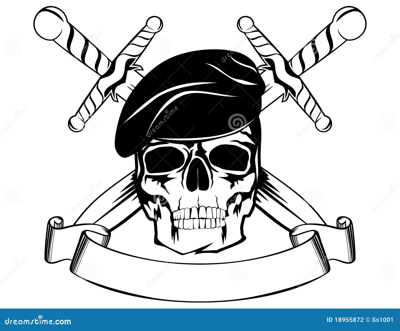 Skull in beret 2 stock vector. Illustration of body, fear - 18955872
