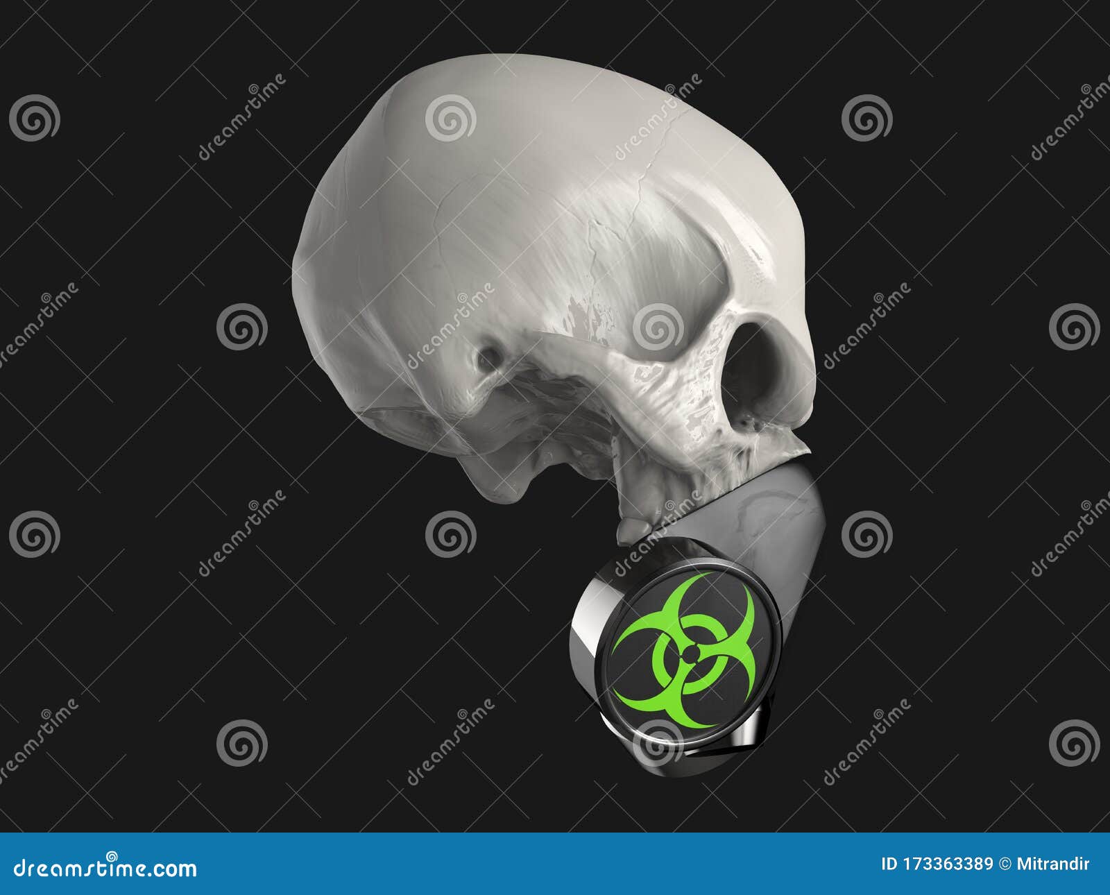 Skull with Biohazard Gas Mask on - Side View Stock Illustration ...