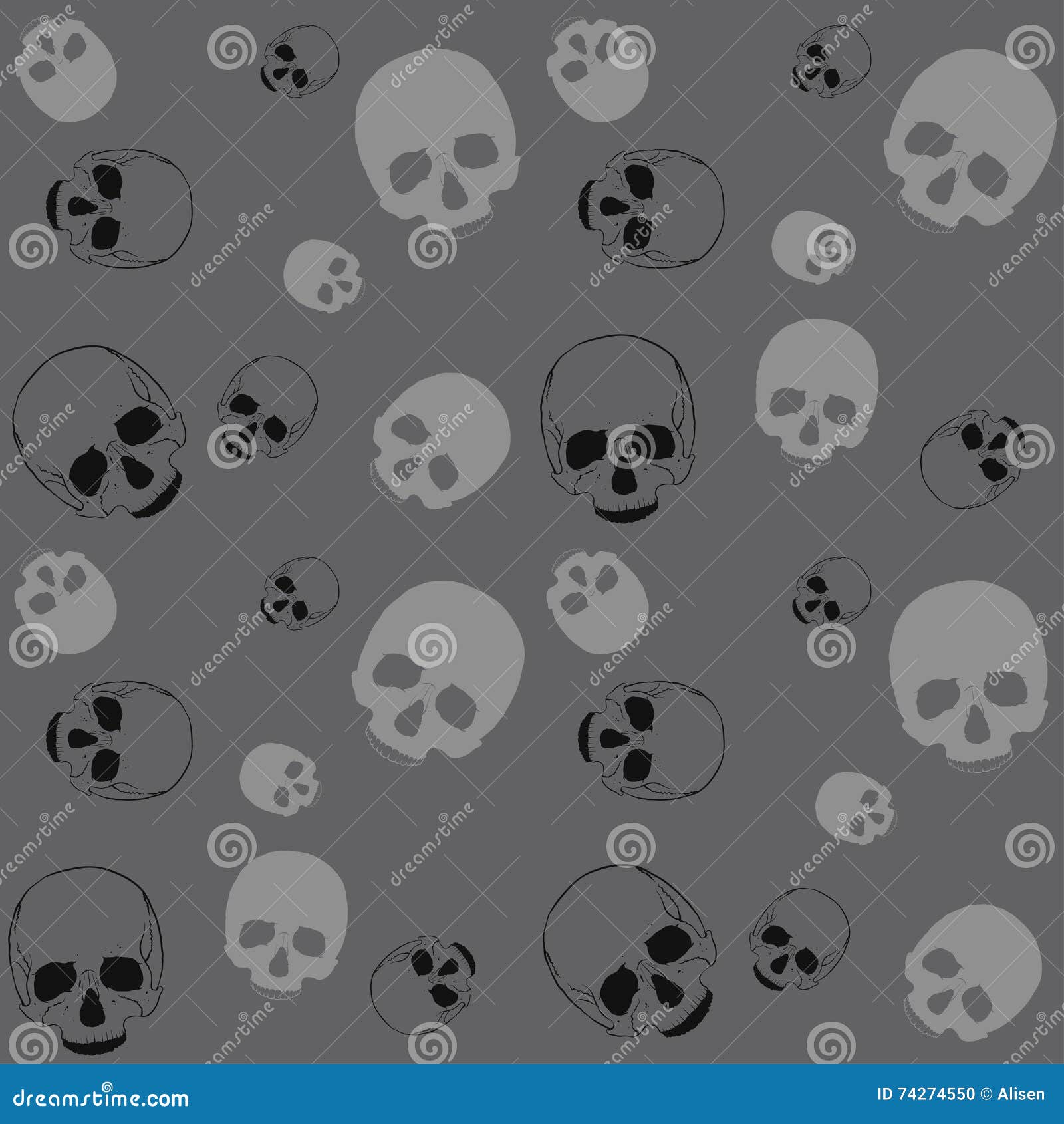 Skull - Black and Grey Background. Stock Vector - Illustration of sign ...