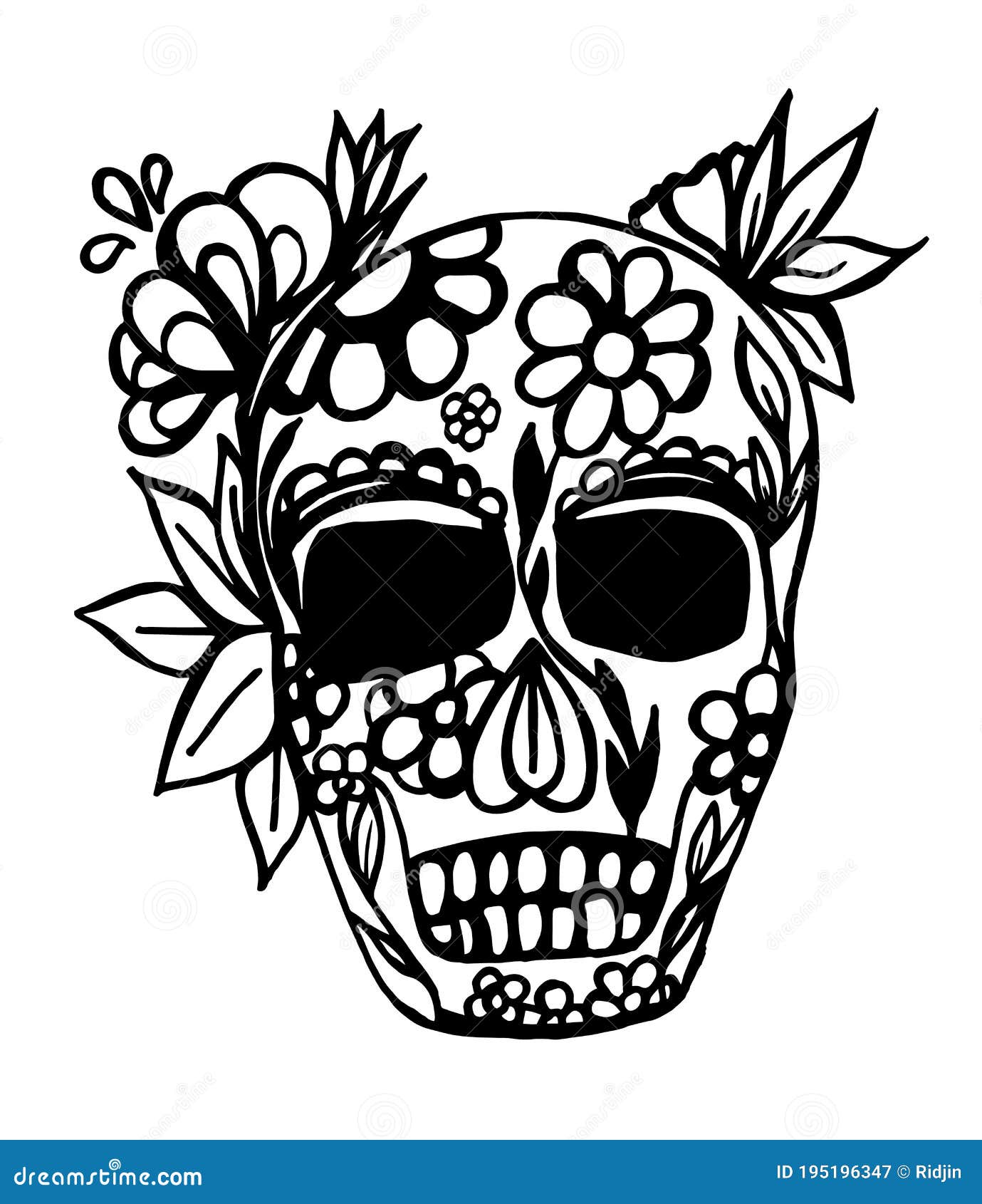 Skull with Black Line Patterns. Stock Vector - Illustration of head ...