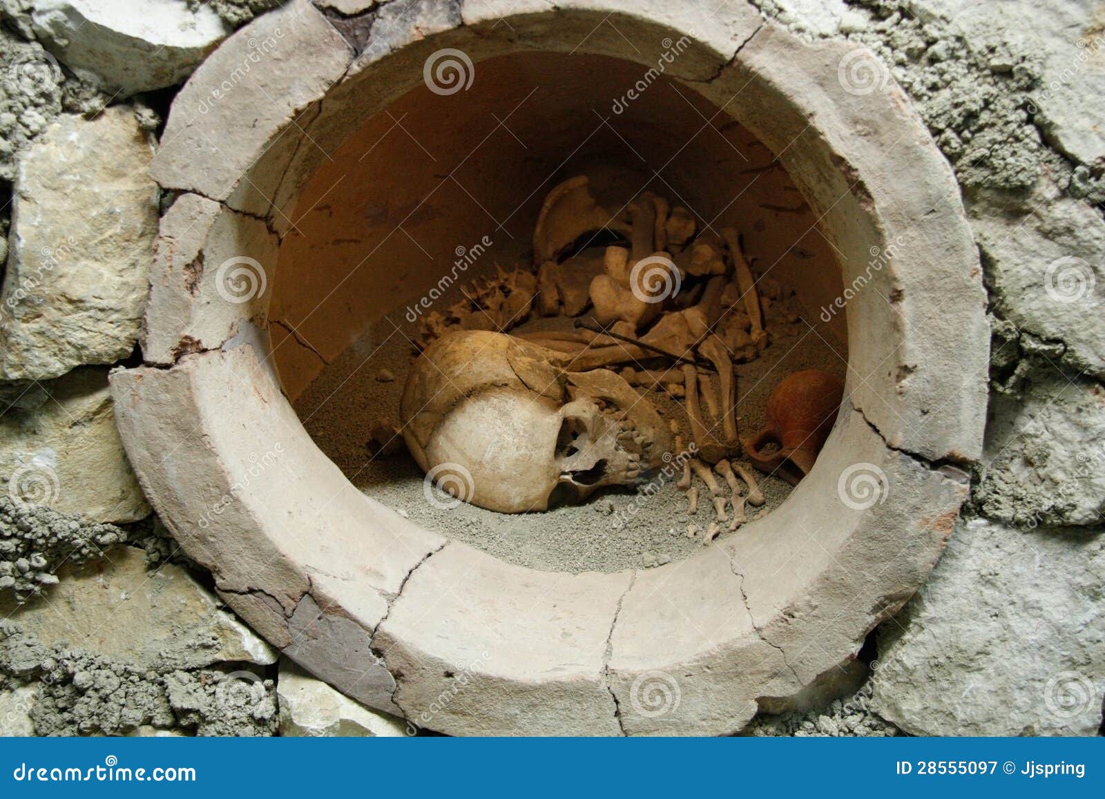 Skull and Bones in Ancient Burial Jar Editorial Photography - Image of ...