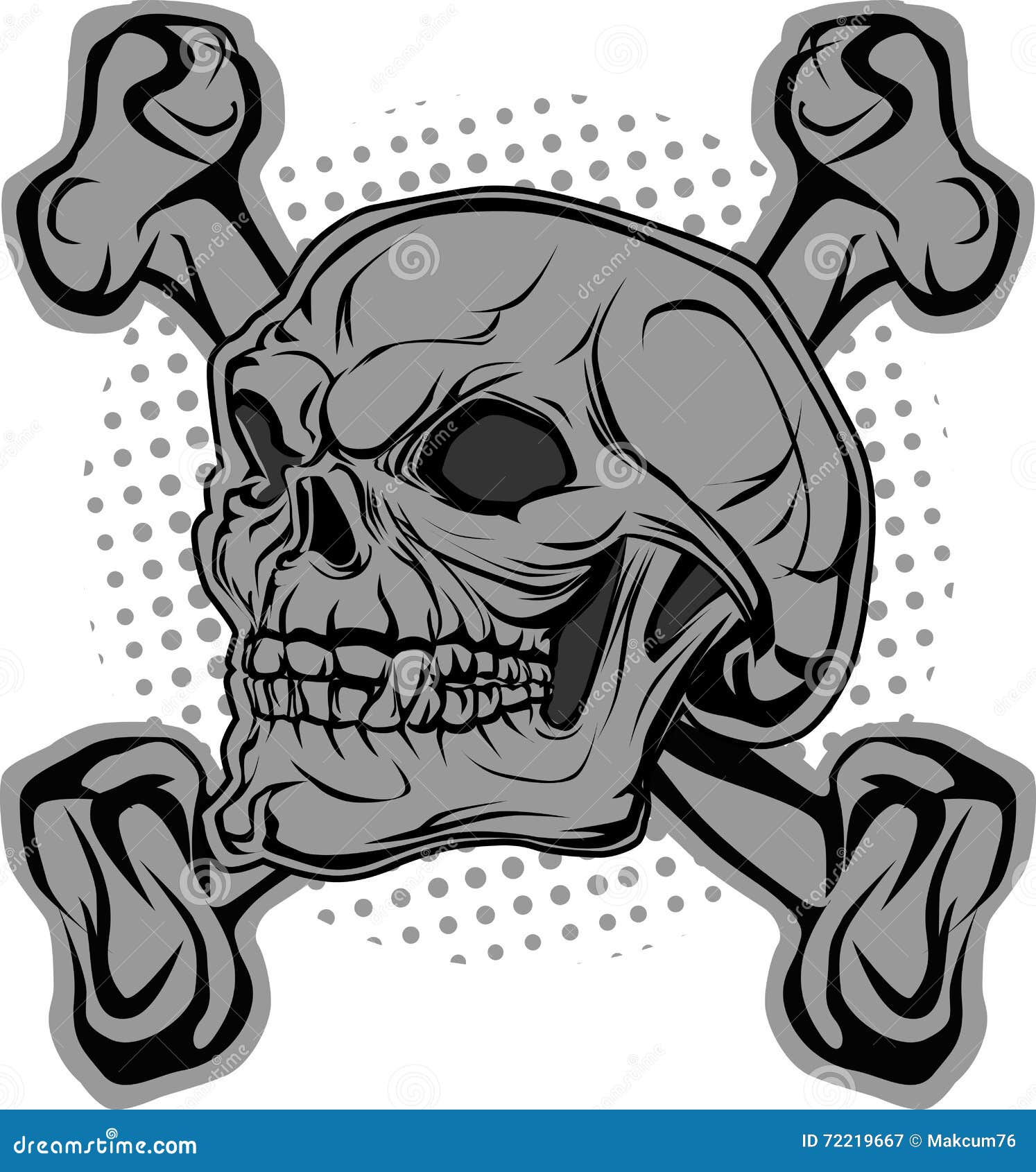 Skull and Bones in Background Halftone Stock Vector - Illustration of ...