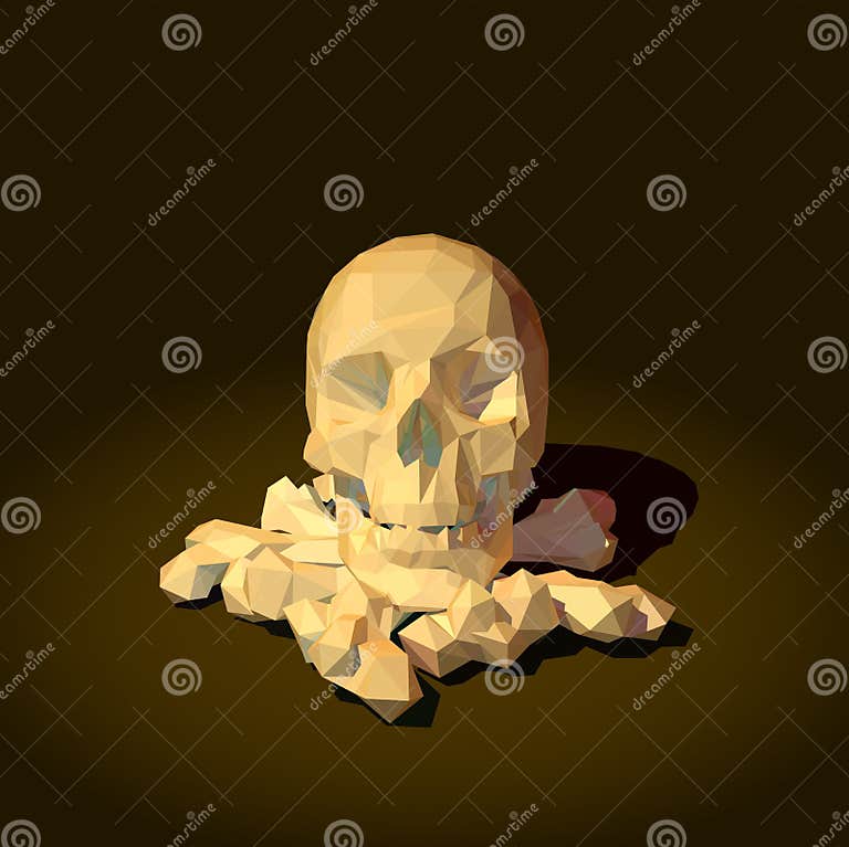 Low poly skull and bones stock vector. Illustration of lowpoly - 58783189