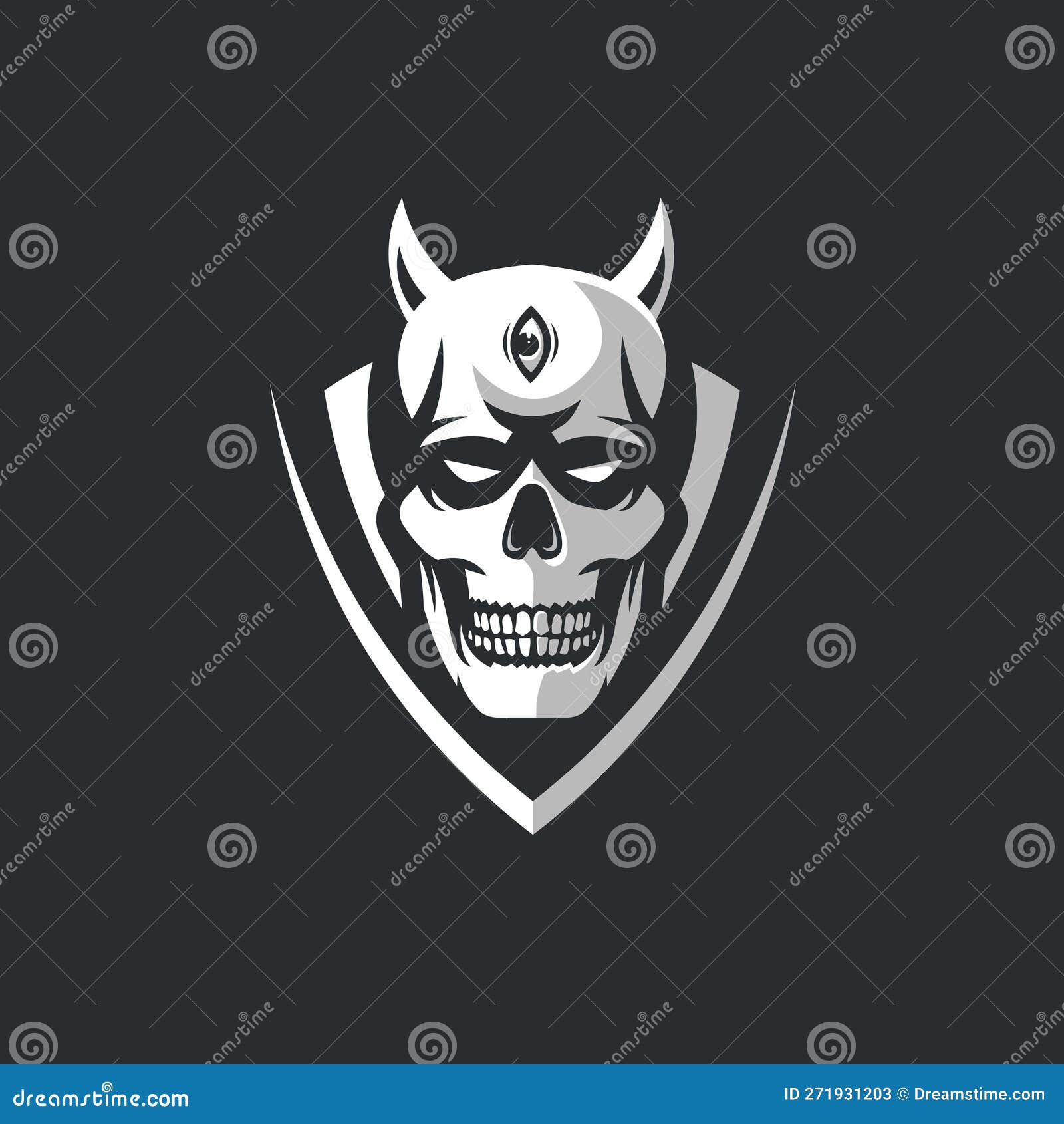 One Eyed Skull On Black Cartoon Vector | CartoonDealer.com #21016595