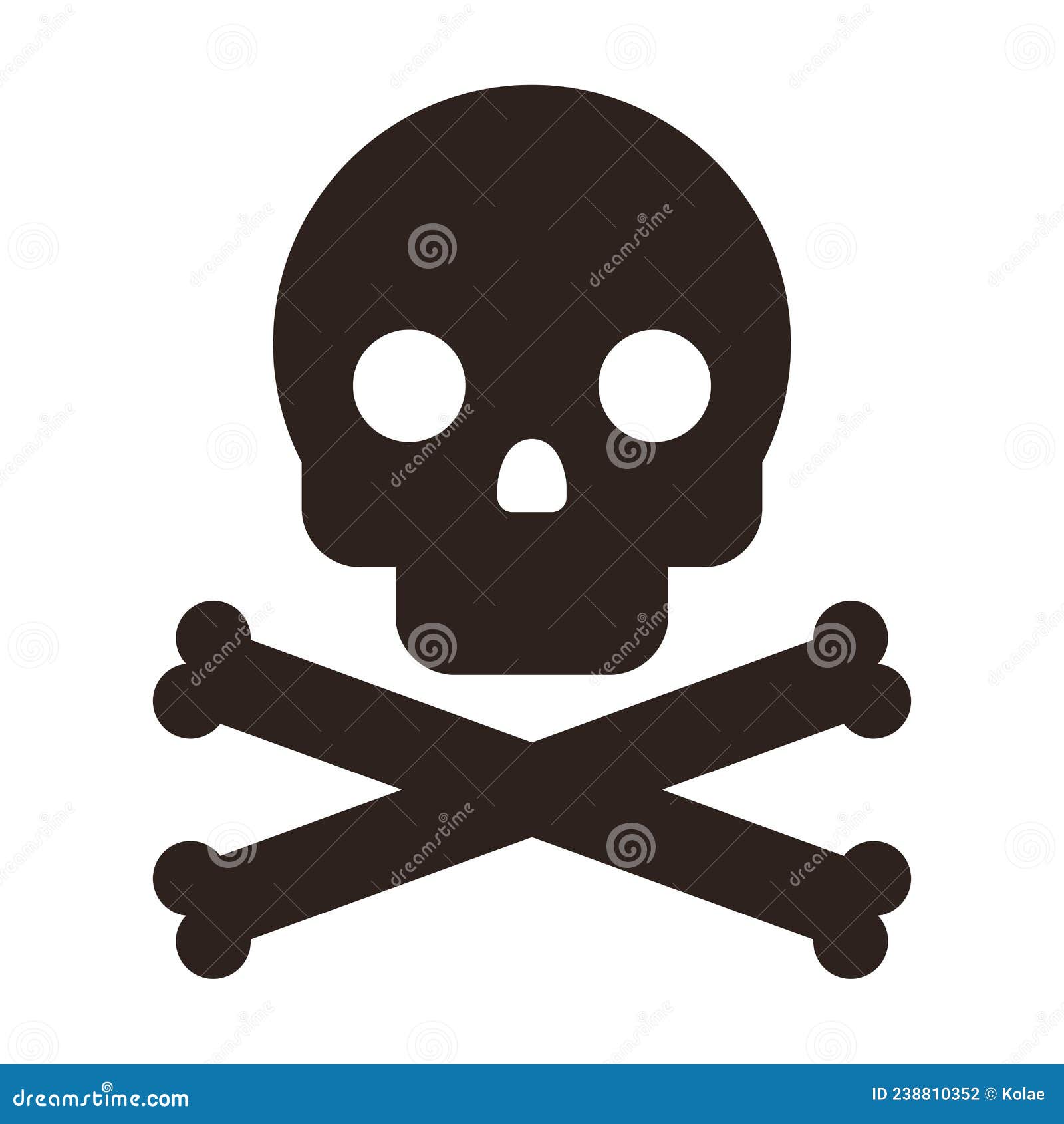 Skull and bones icon stock vector. Illustration of crossbones - 238810352