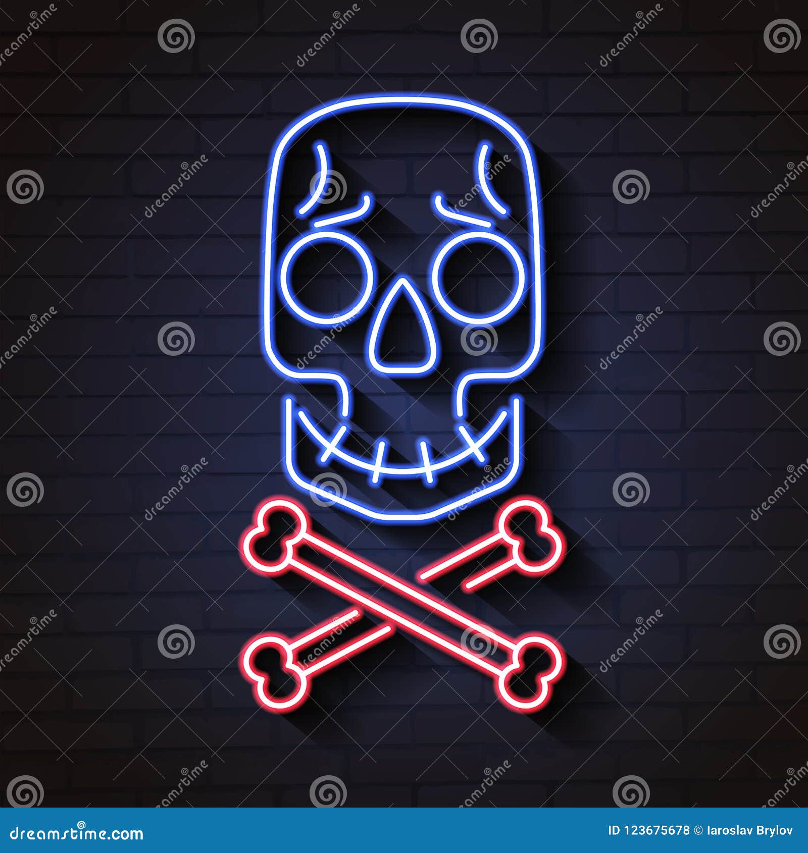 Skull and Bones Neon Sign.Skull and Bones Neon Sign.Skull and Crossed ...