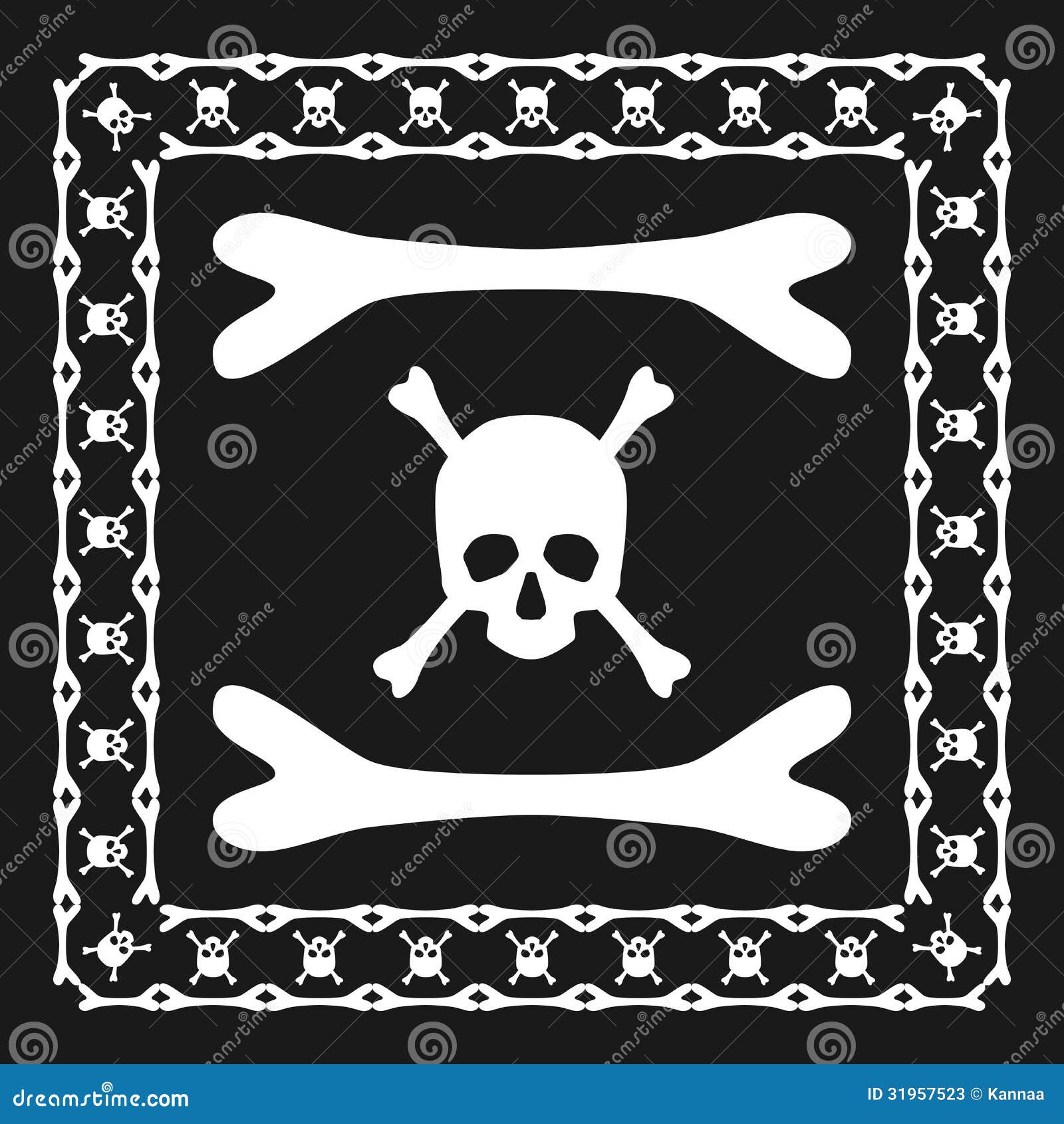 Skull and Bones Pattern Brush with Corner Stock Vector - Illustration ...