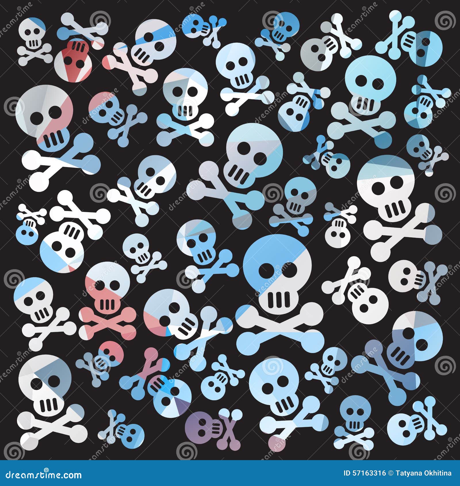 Skull and bones pattern stock vector. Illustration of bones - 57163316