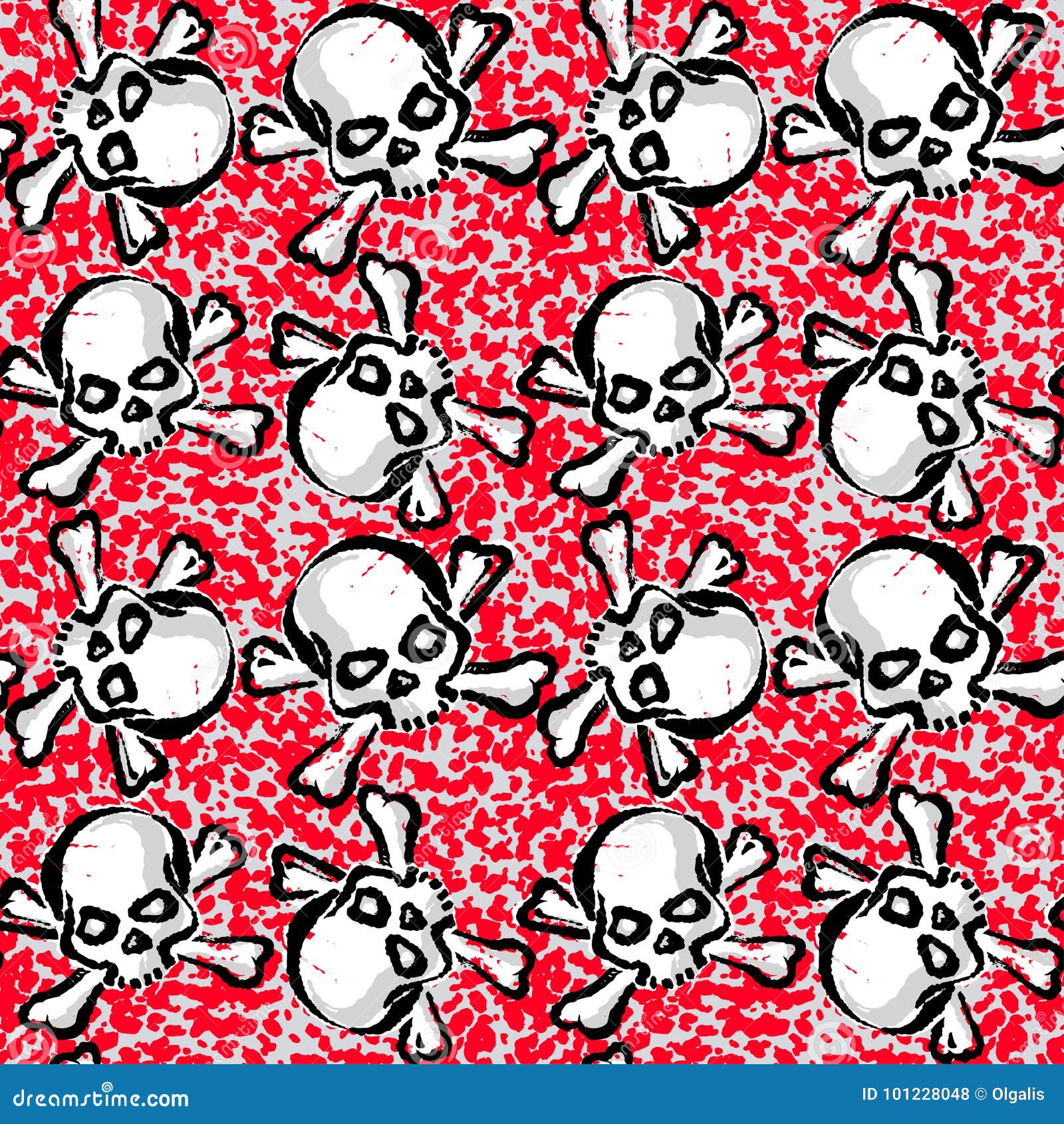 Skull with Bones Seamless Pattern Stock Illustration - Illustration of ... Skull with Bones Seamless Pattern Stock Illustration - Illustration of ...
