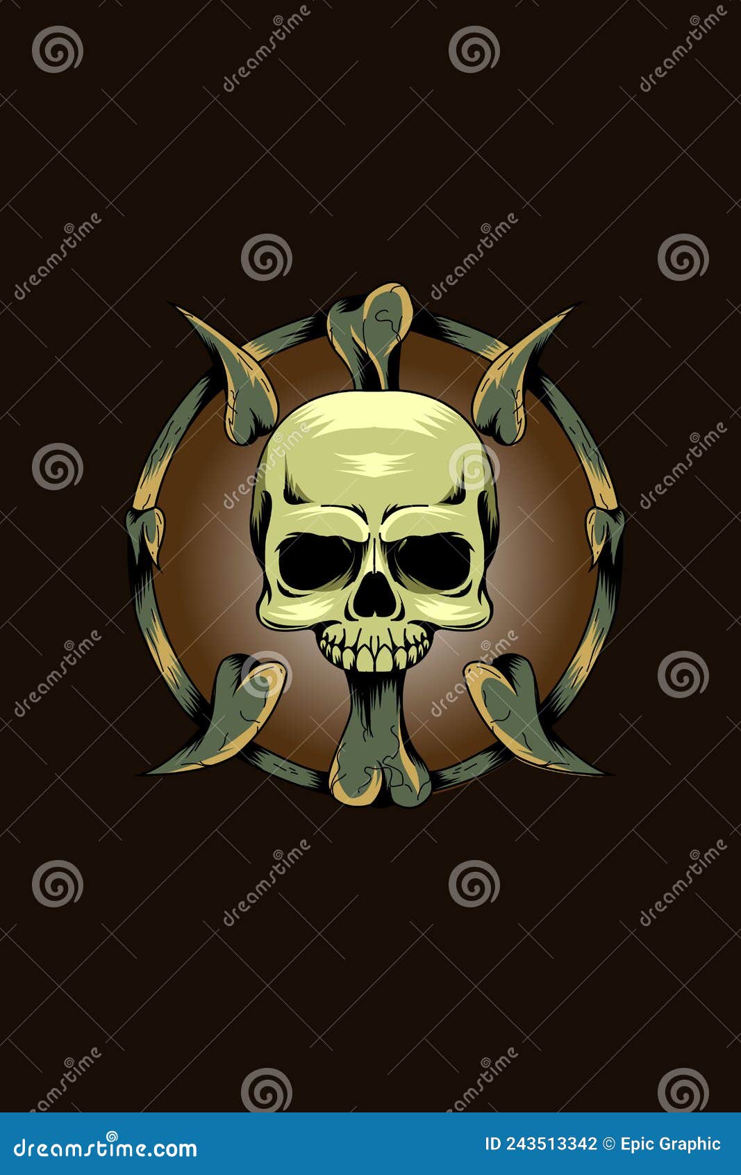 Skull with Bones Vector Illustration Stock Vector - Illustration of ...